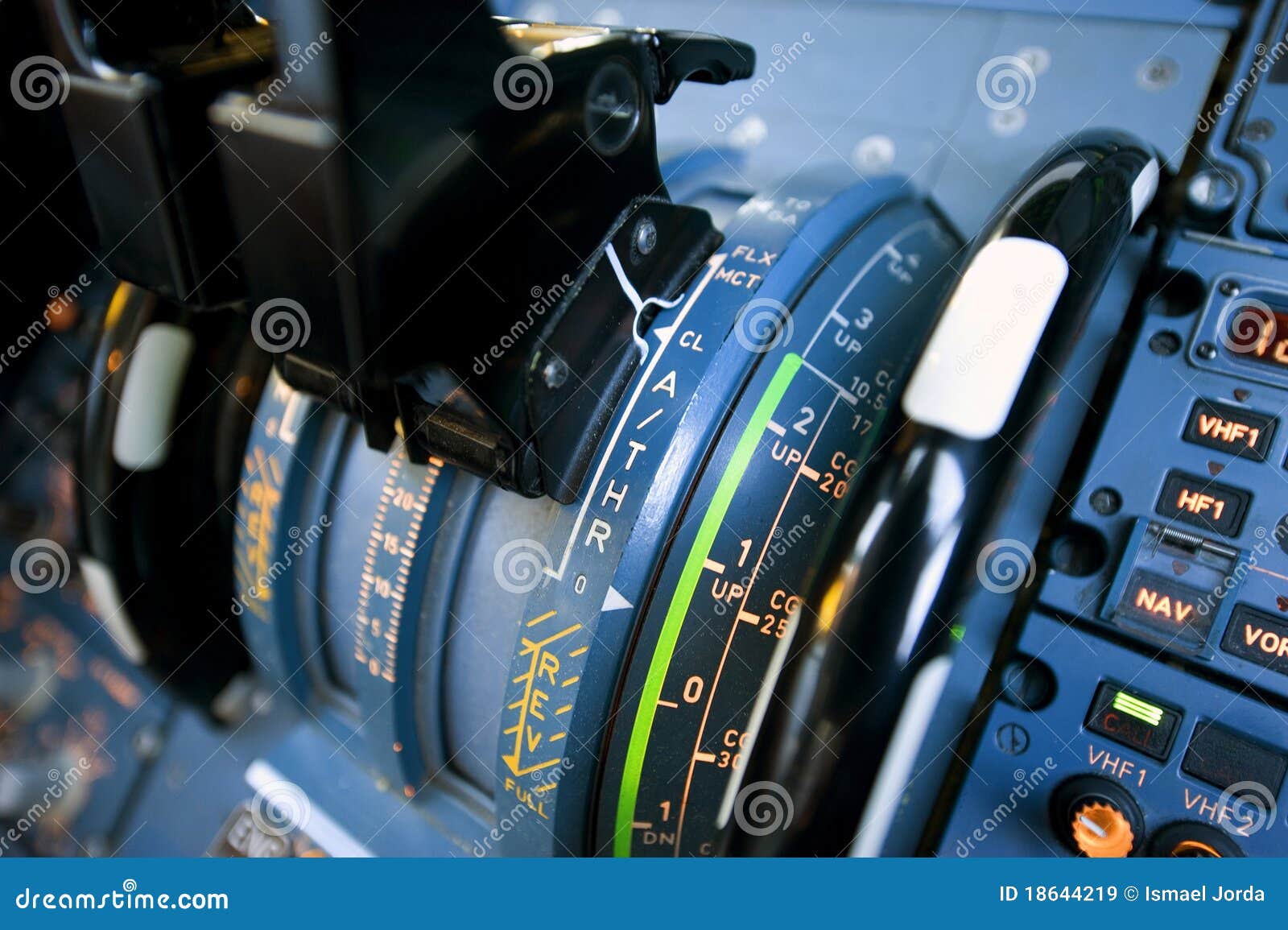 Aircraft Thrust levers stock image. Image of compass - 18644219