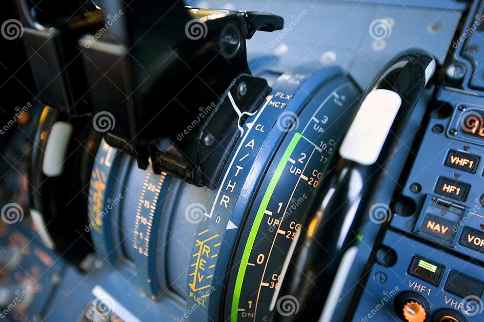 Aircraft Thrust levers stock image. Image of compass - 18644219