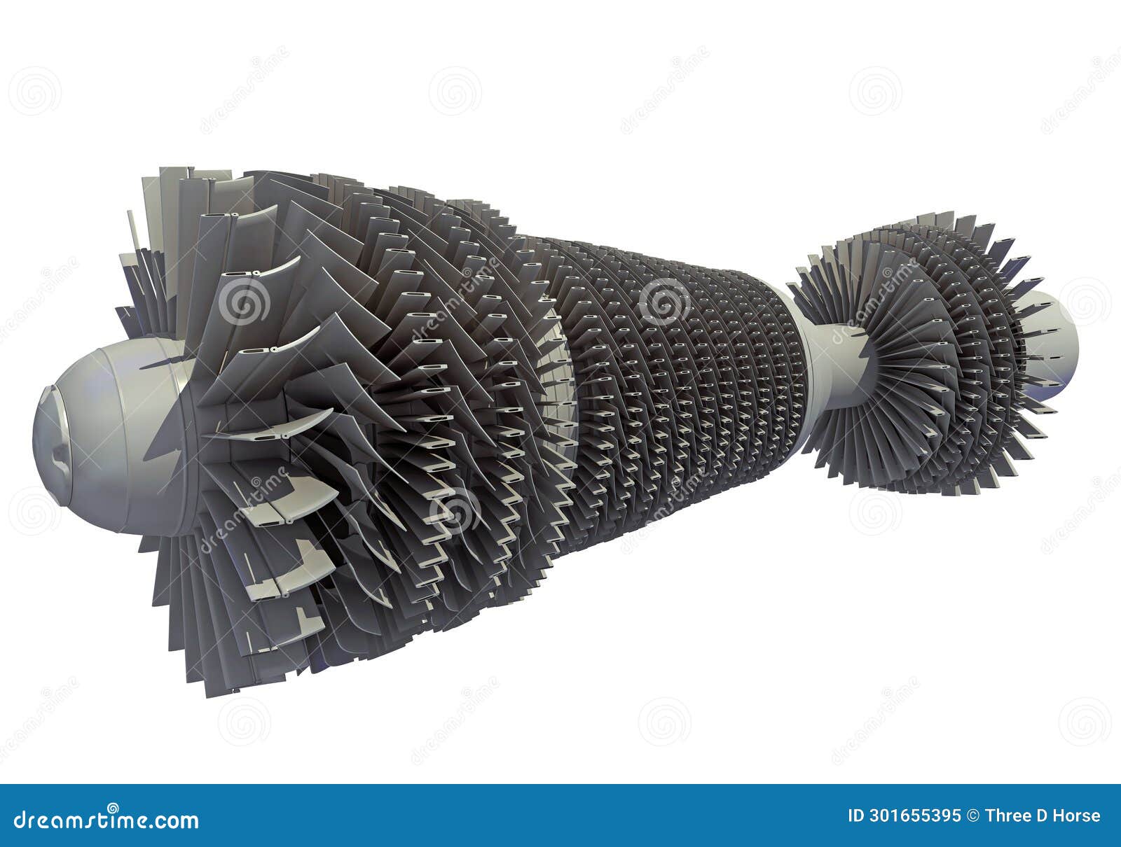 Aircraft Turbine Engine 3D Rendering on White Background Stock ...