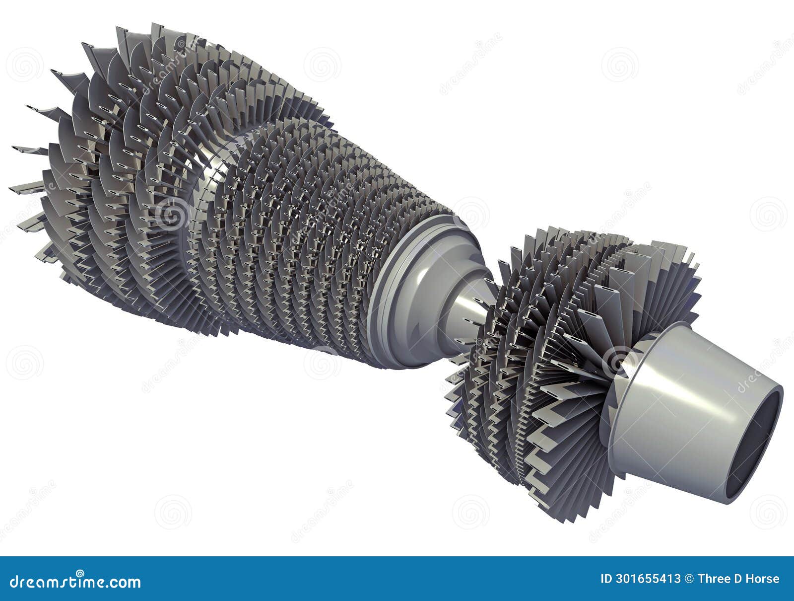 Aircraft Turbine Engine 3D Rendering on White Background Stock ...