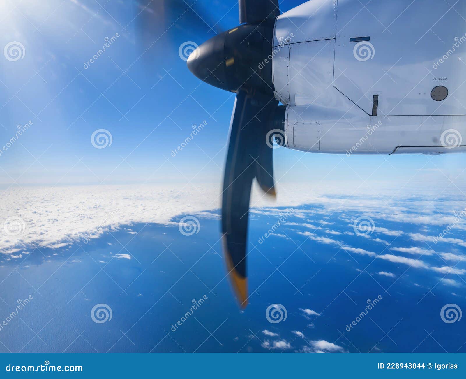 Aircraft Turboprop Engine View from the Window during Flight Stock ...