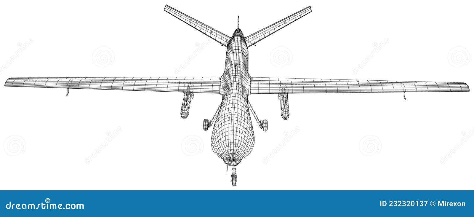 Aircraft Unmanned Predator Military Drone. Vector Created of 3d, Wire ...