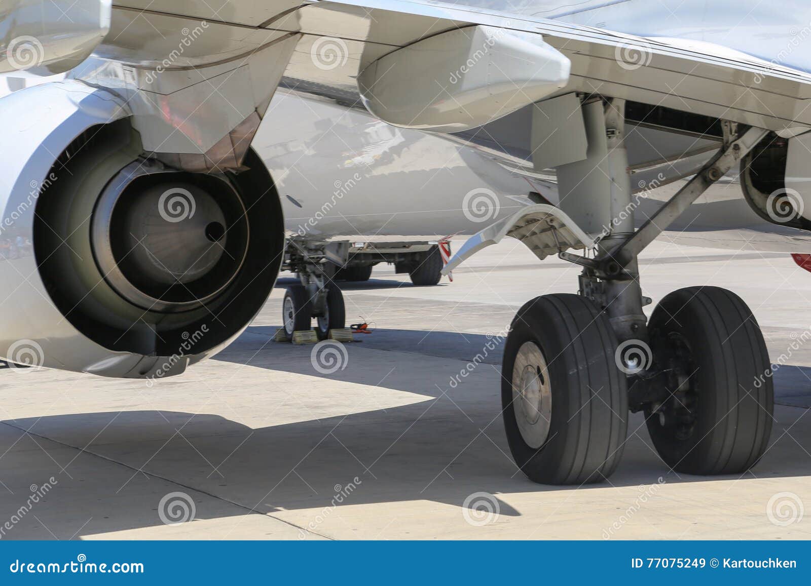 Aircraft wheel and engine stock image. Image of machine - 77075249