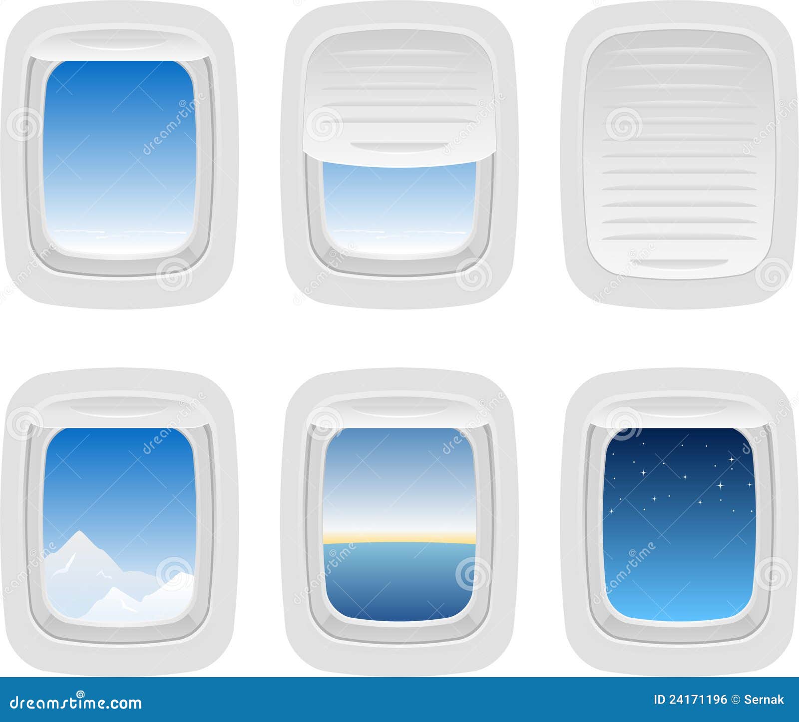 Aircraft Windows. Airplane Indoor Portholes, Plane Interior Window And ...