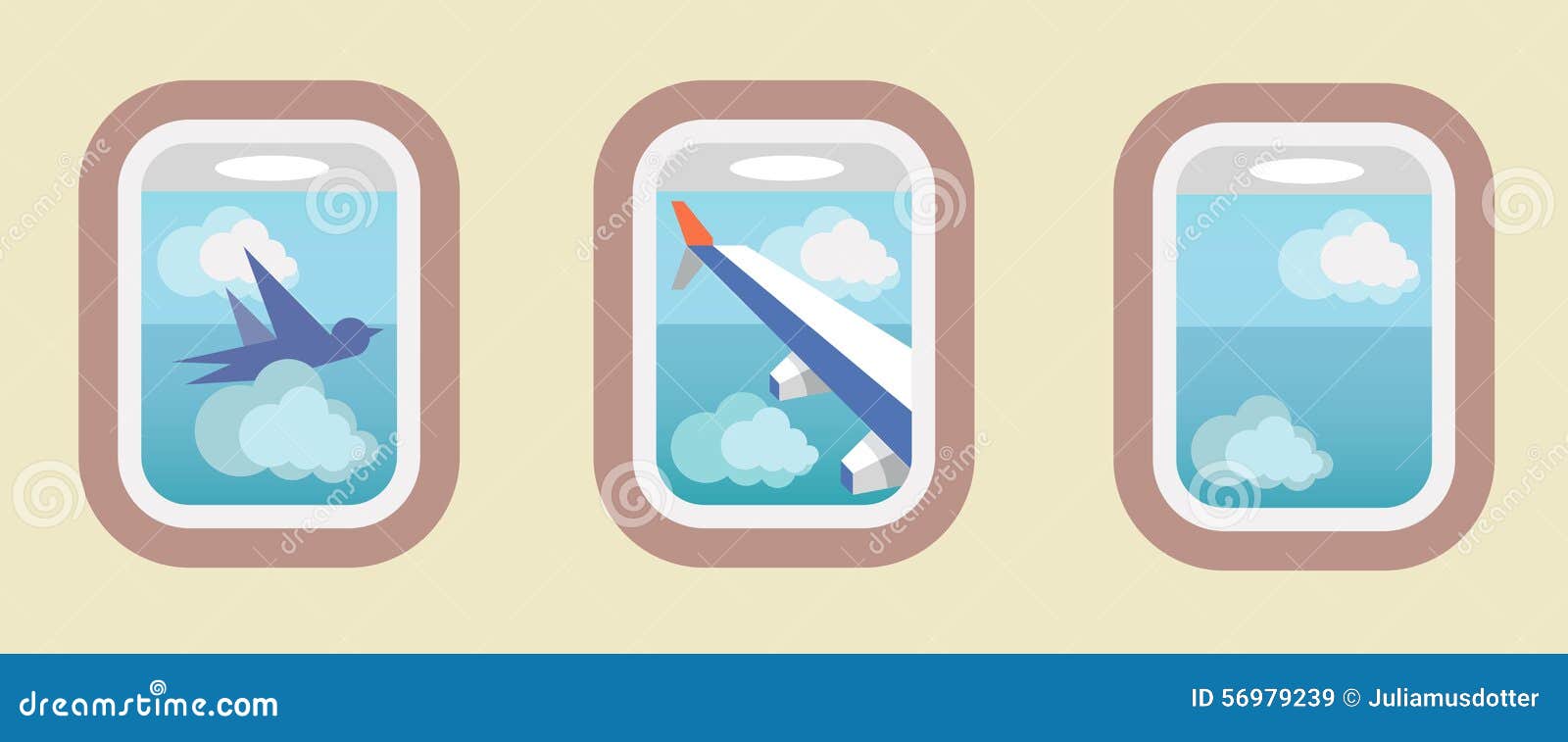 Aircraft Windows. Airplane Indoor Portholes, Plane Interior Window And ...