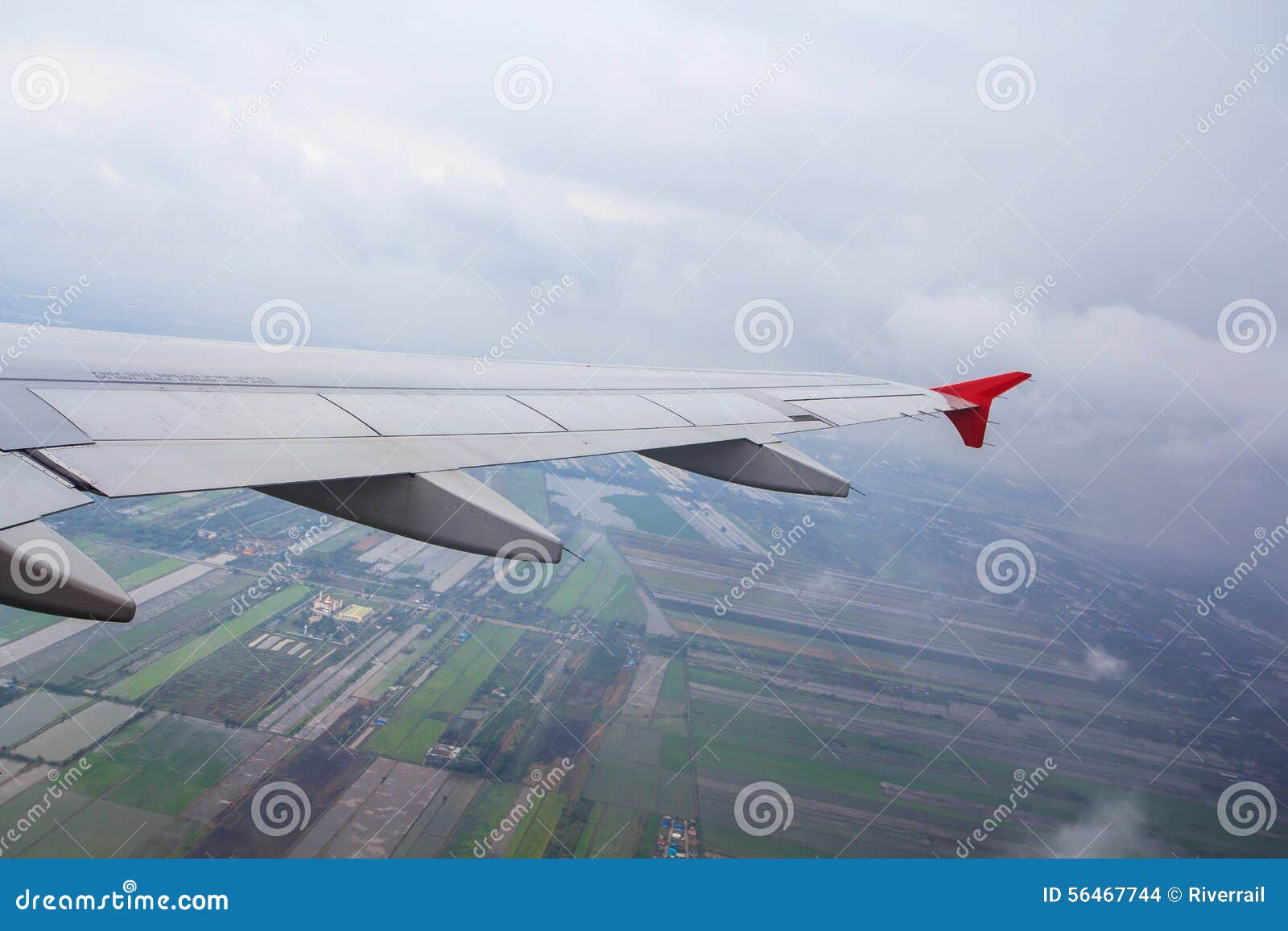 Aircraft wing in the air stock photo. Image of airline - 56467744