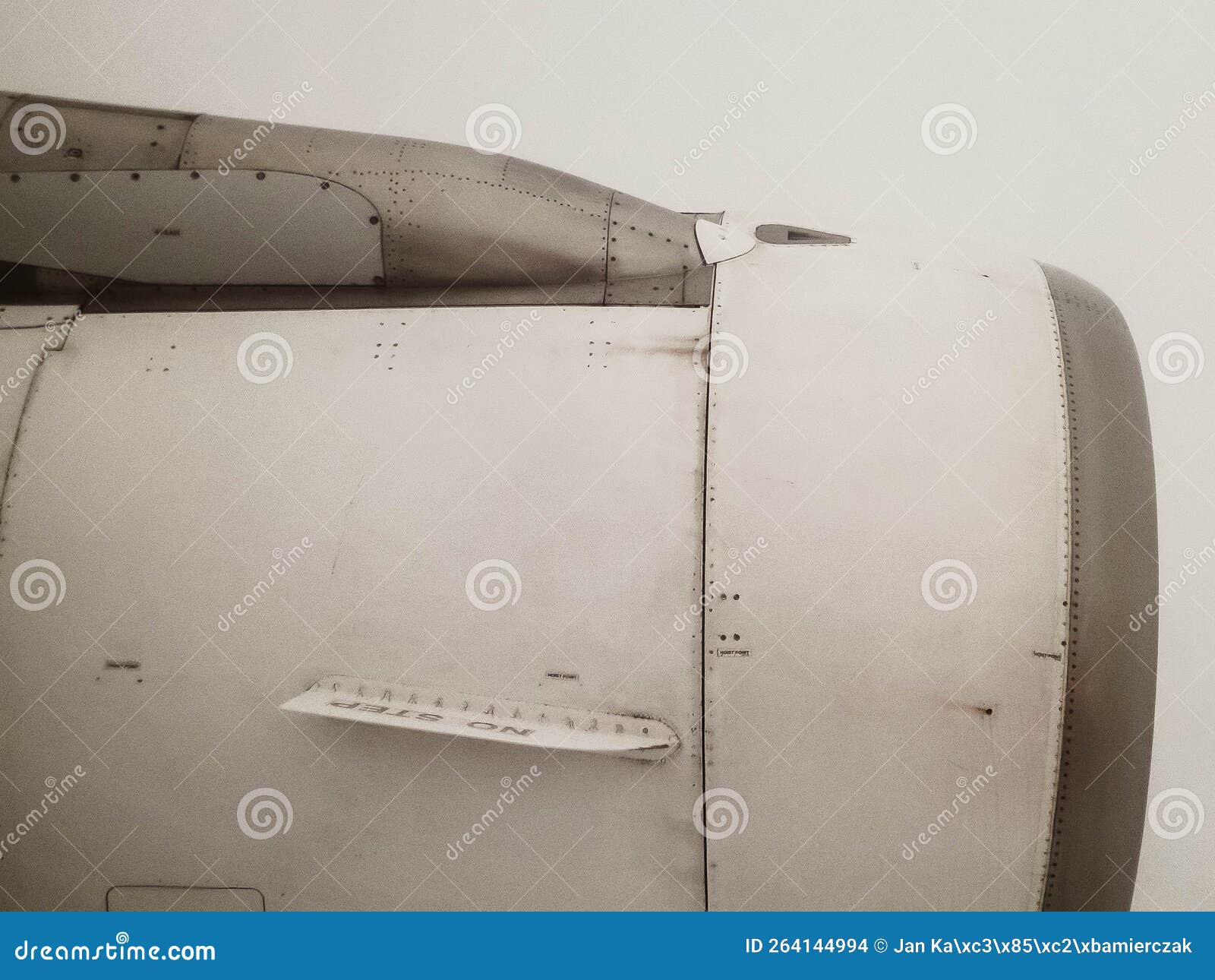 Aircraft wing engine stock photo. Image of closeup, close - 264144994