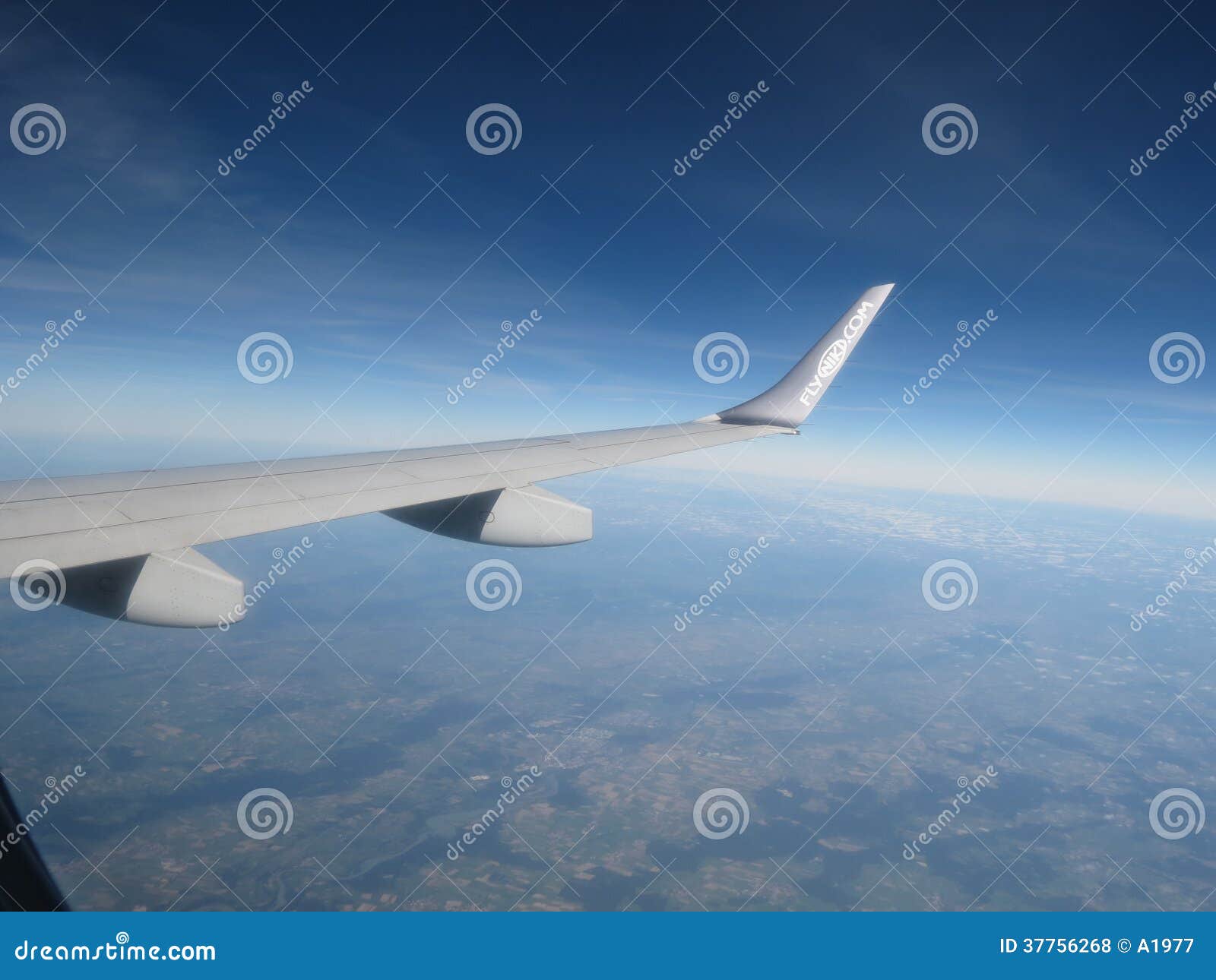 Aircraft Right Side Wing, Airplane Flying Blue Sky Royalty-Free Stock ...