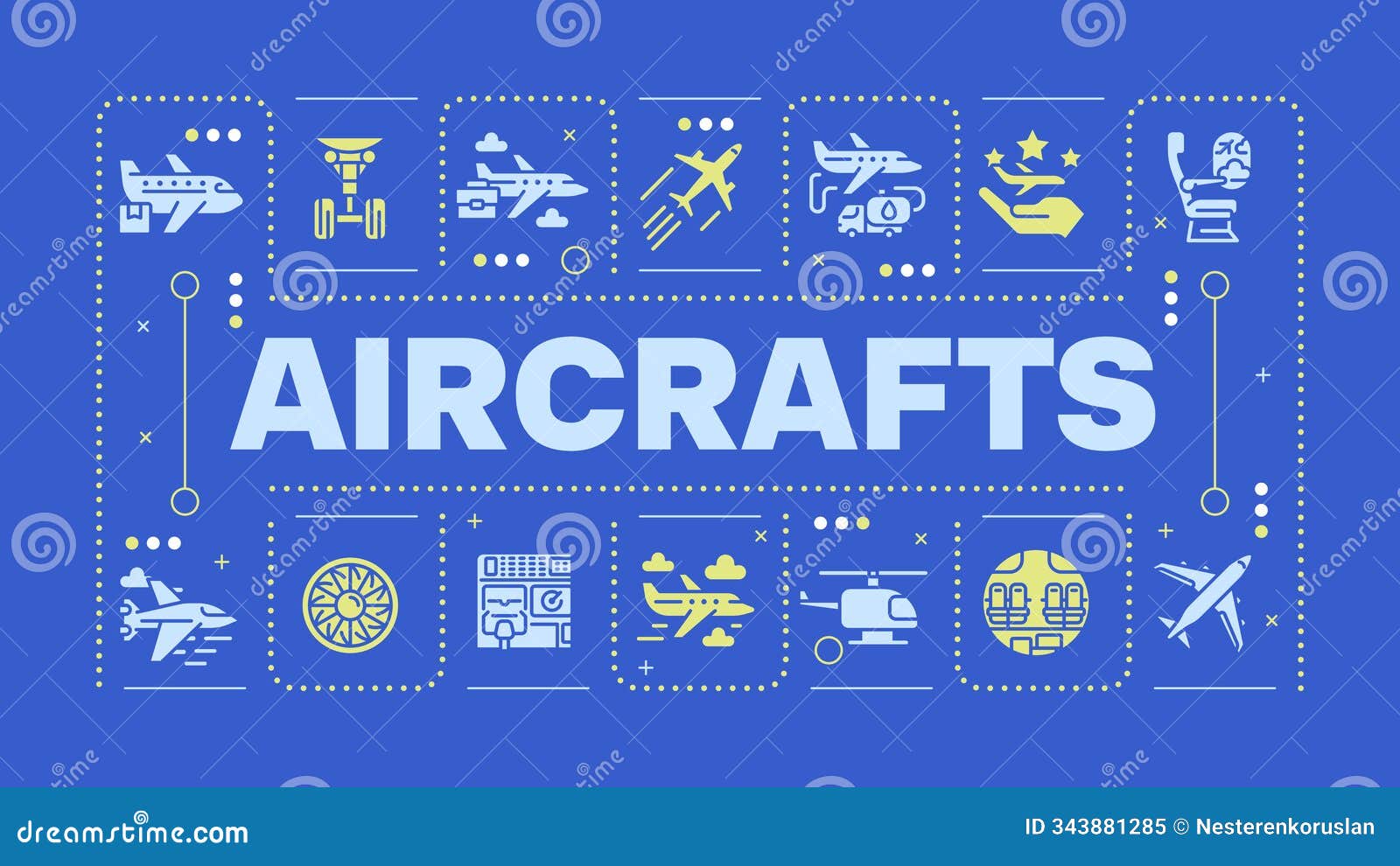Aircrafts Blue Word Concept Stock Vector - Illustration of title ...