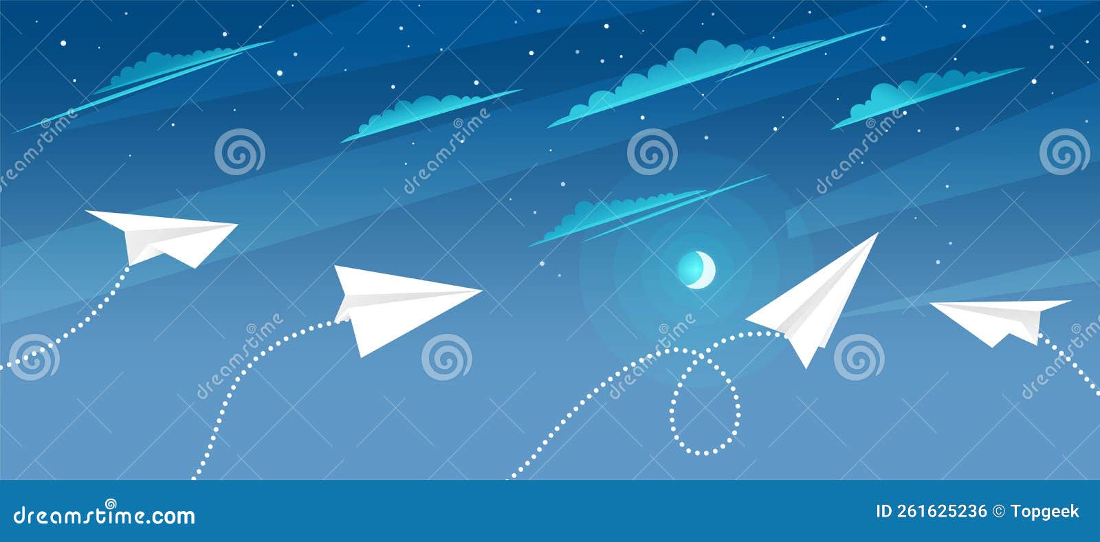 Aircrafts Fly between Clouds and Light in Sky. Pattern Mockup Design ...