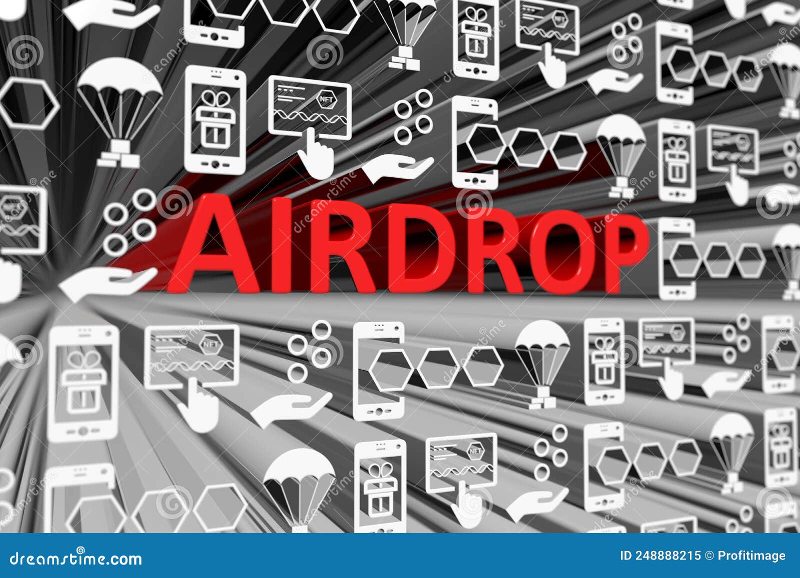 Airdrop Concept Parachute With Coin Isolated On White. Cartoon Vector ...