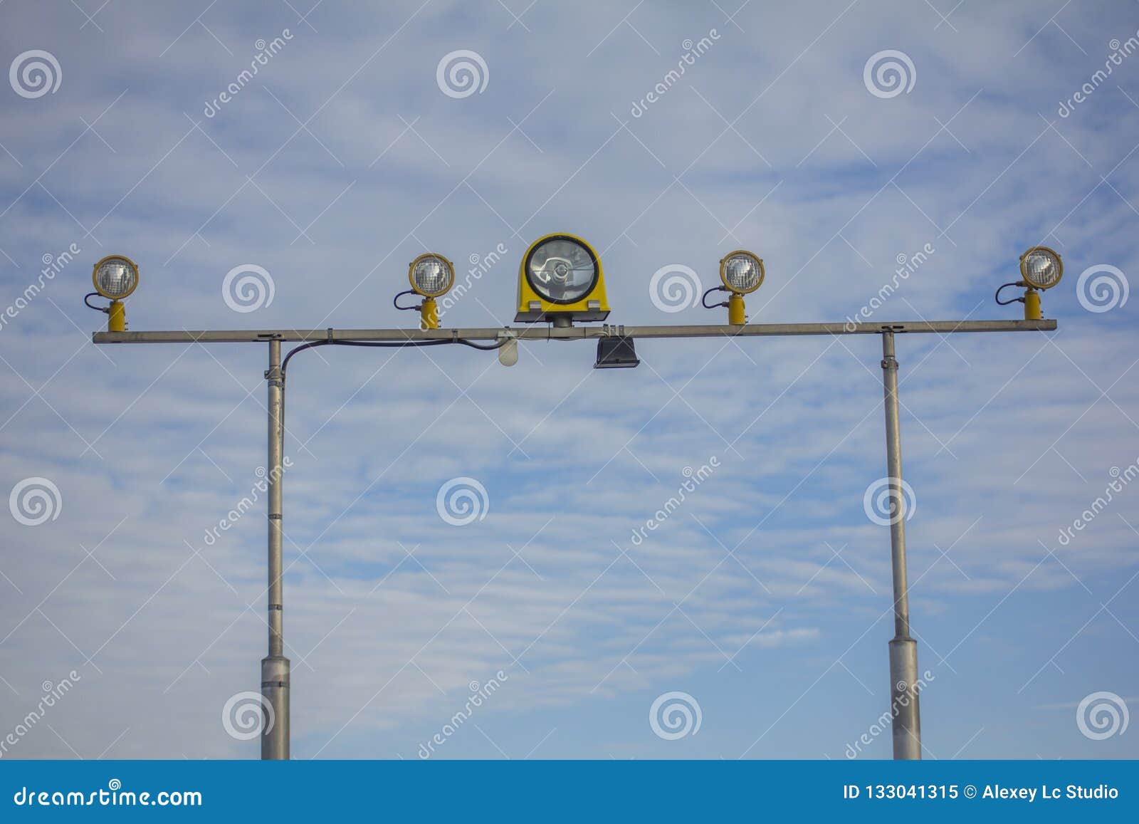 Airfield Runway Lights in the Afternoon in Winter Stock Image - Image ...