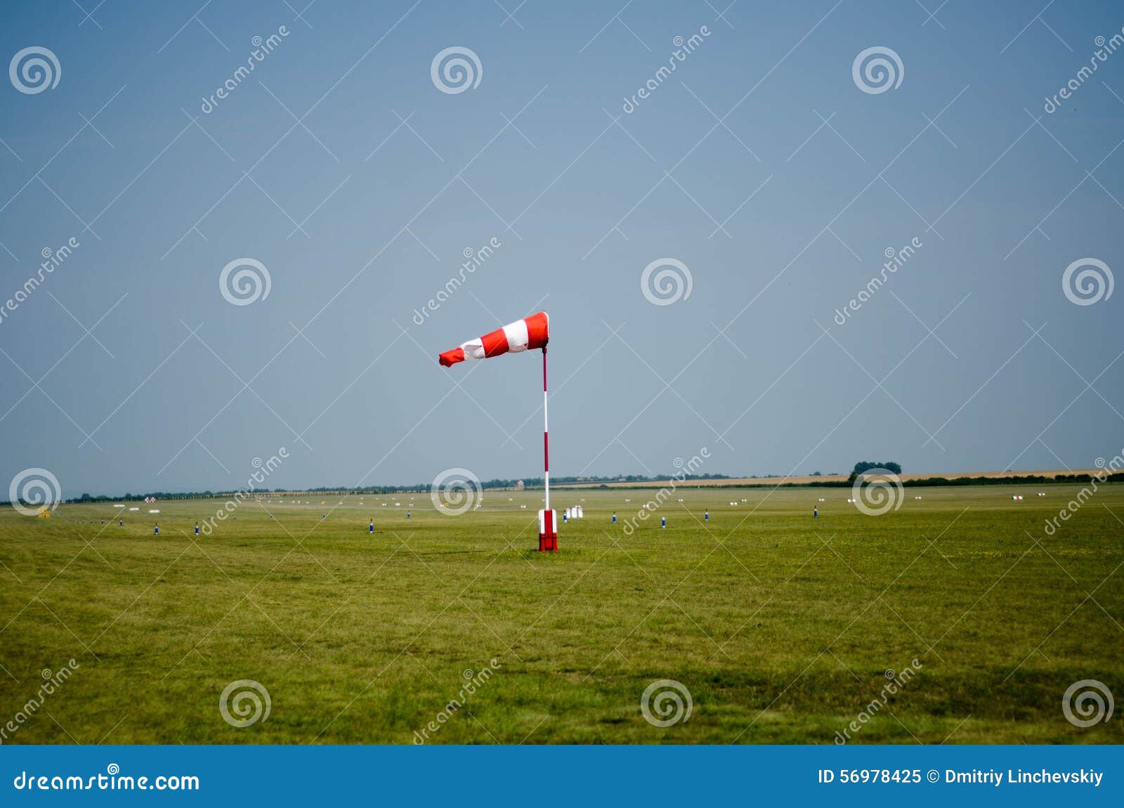 Airfield Wind Direction Sign on the Green Grass with Blue Sky Ba Stock ...