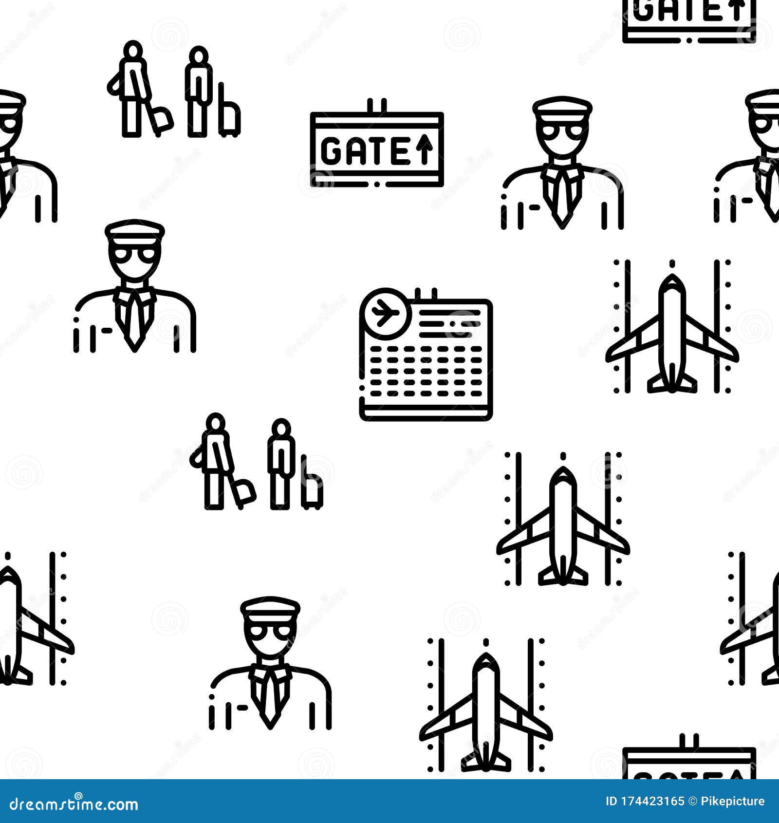 Airline, Airport Staff Team Vector Illustration. Pilot, Stewardess ...