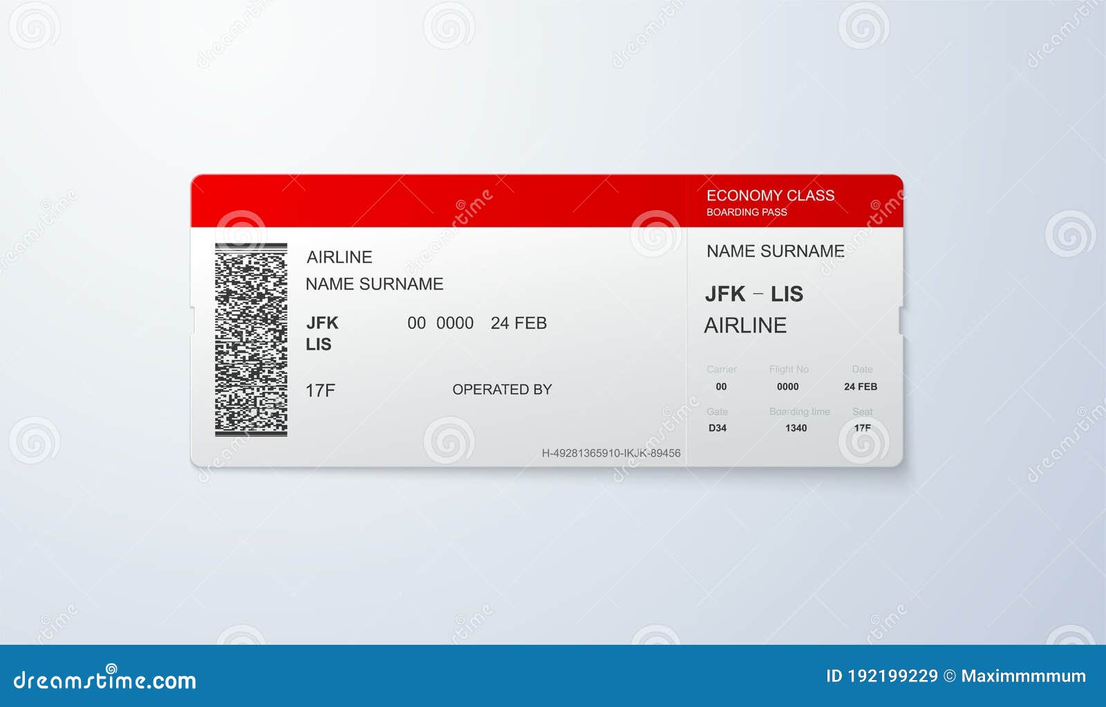 Airline Boarding Pass Template. Stock Vector - Illustration of board ...