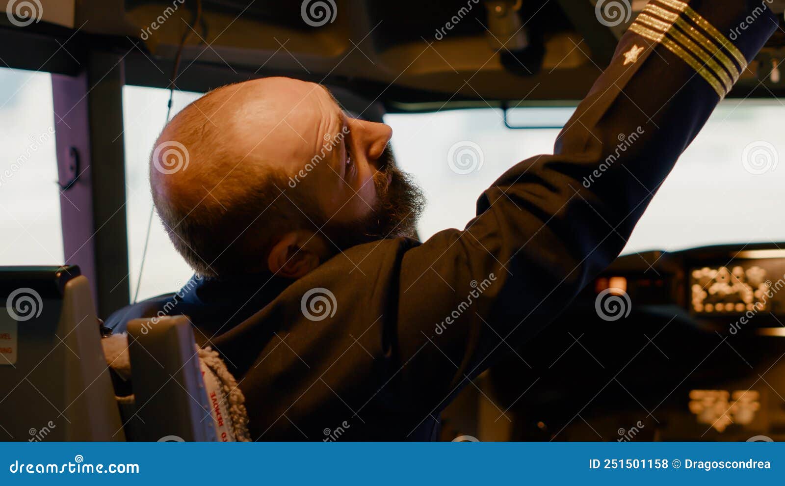 Airline Captain Using Control Panel Buttons Command To Fly Plane Stock ...