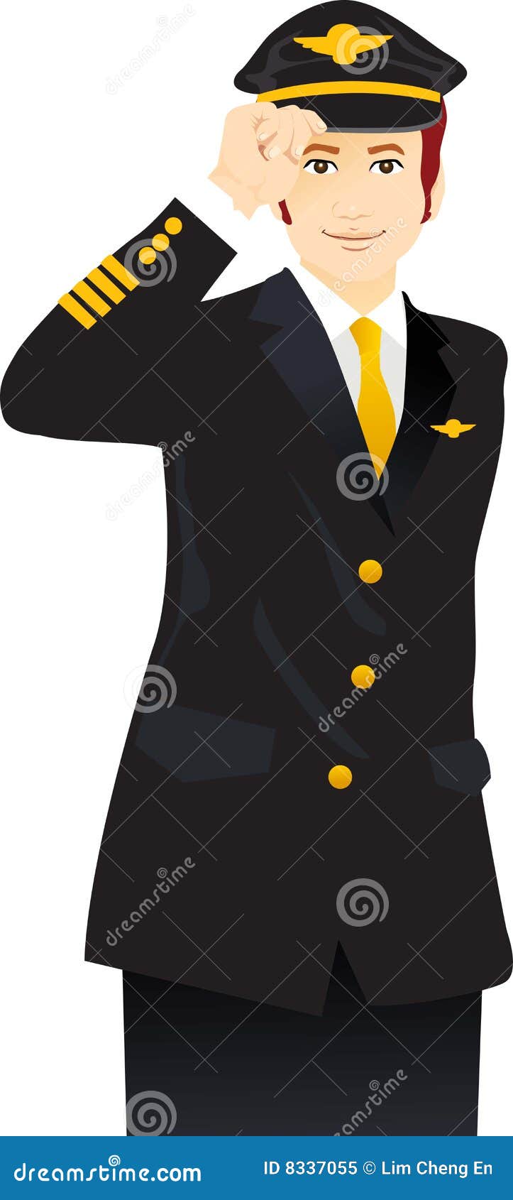 Airline pilot stock vector. Illustration of uniform, salute - 8337055