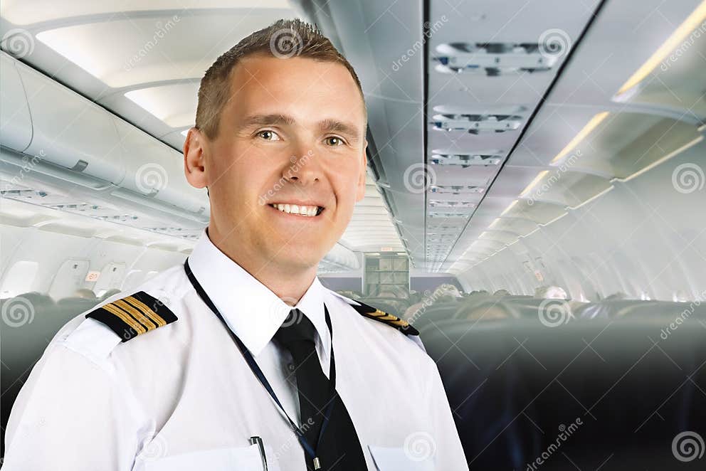 Airline pilot on board stock photo. Image of captain - 23541112