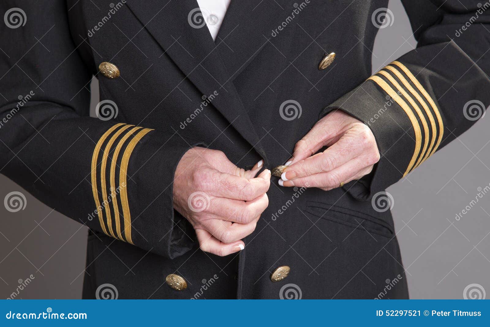 Airline Pilot Fastening Uniform Jacket Stock Image - Image of careers ...