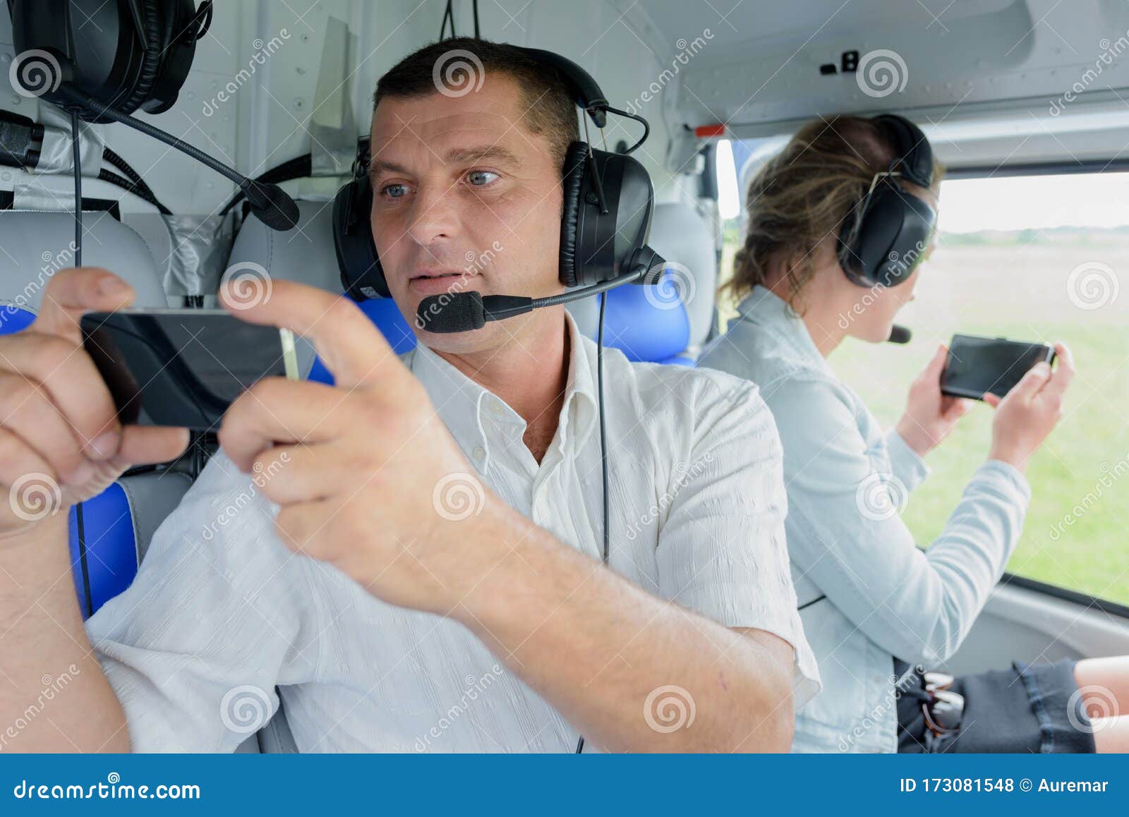 Airline Pilot Using Smart Phone Stock Photo - Image of white, aerial ...