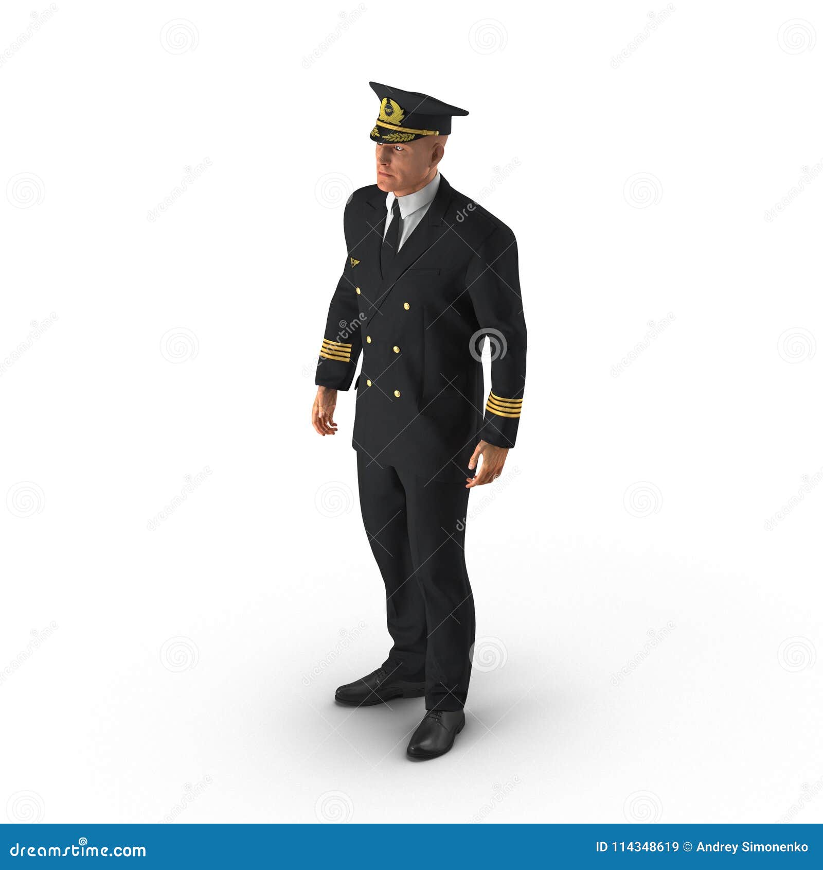 Airline Pilot on White. 3D Illustration Stock Illustration ...