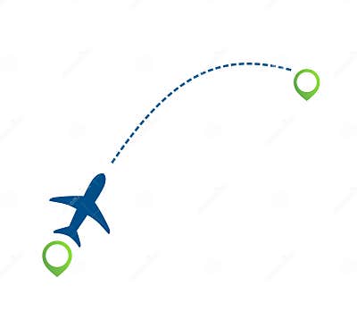 Airline Plane Flight Path with Map Location Green Pointer Icon Stock ...