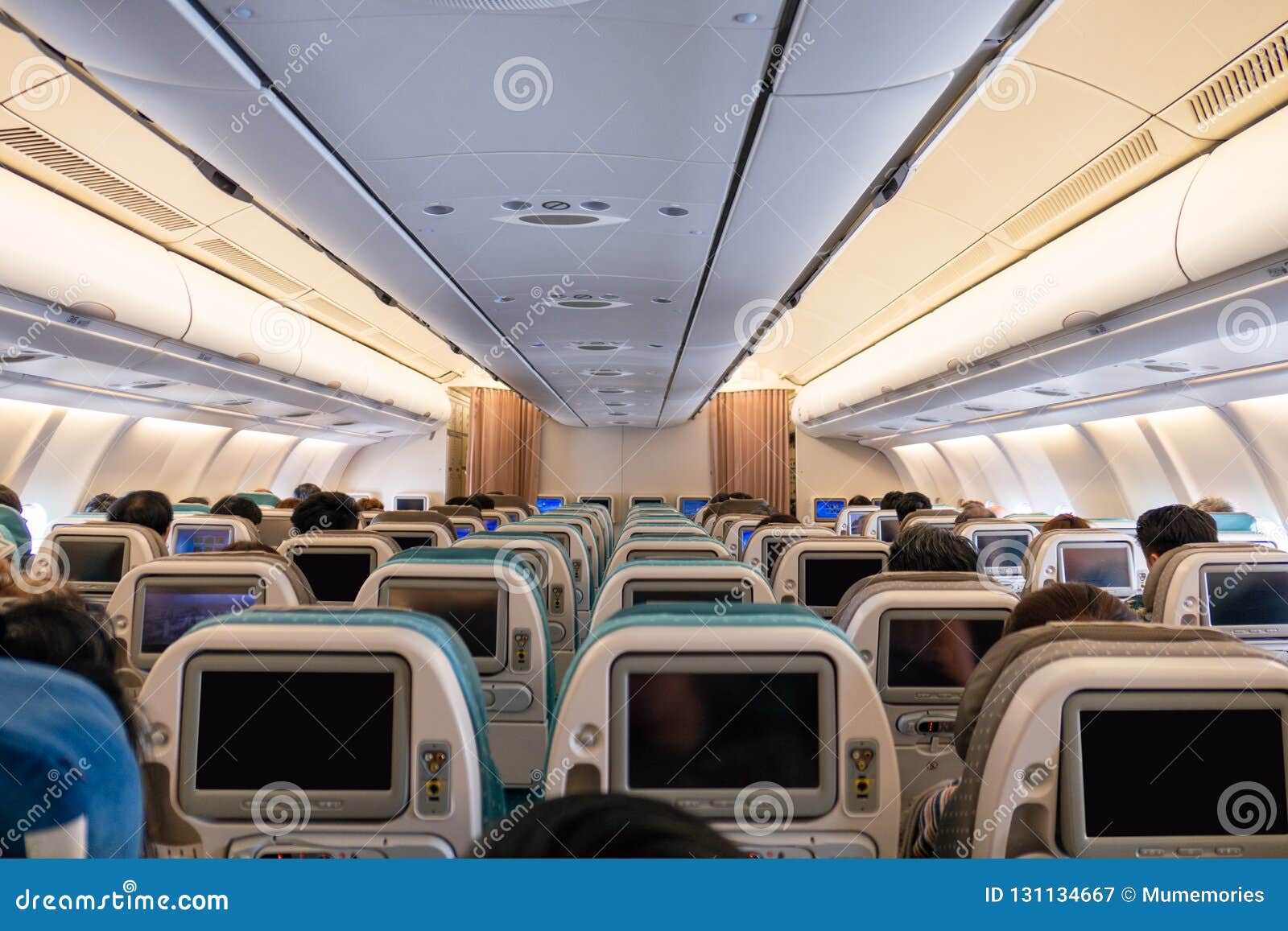 Airline Seat Rows with Digital Display Stock Image - Image of cabin ...