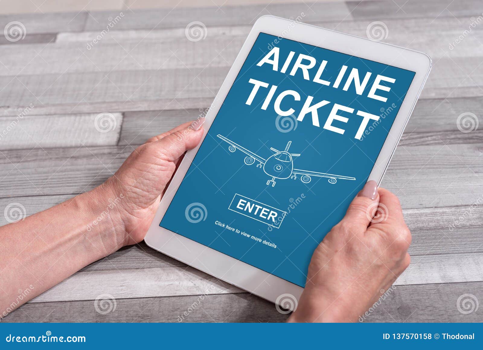 Airline Ticket Concept on a Tablet Stock Photo - Image of internet ...