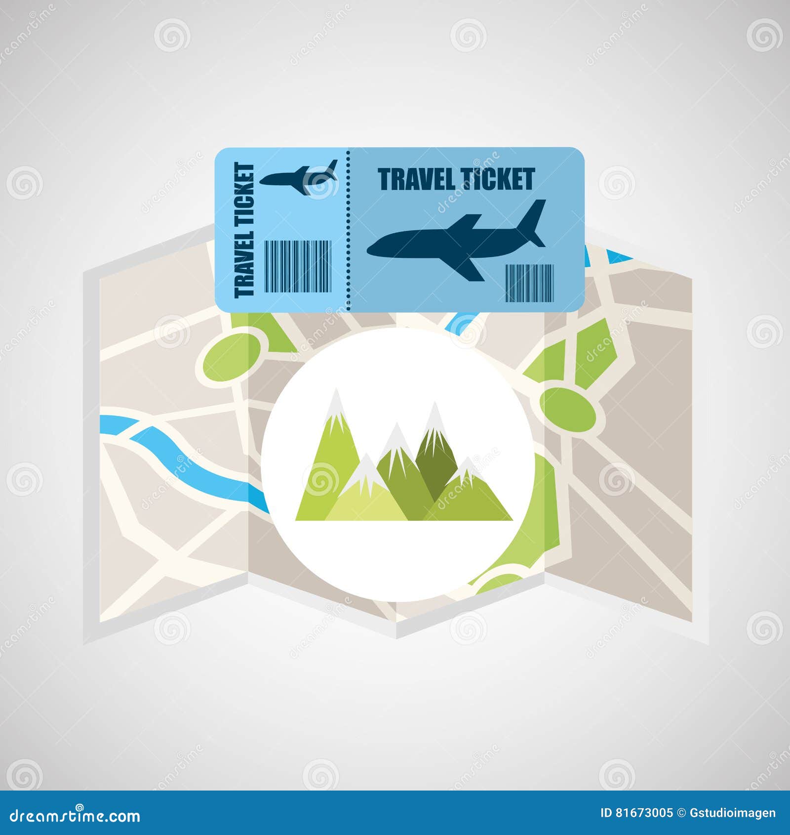 Airline Ticket Map Travel Mountains Landscape Stock Vector ...