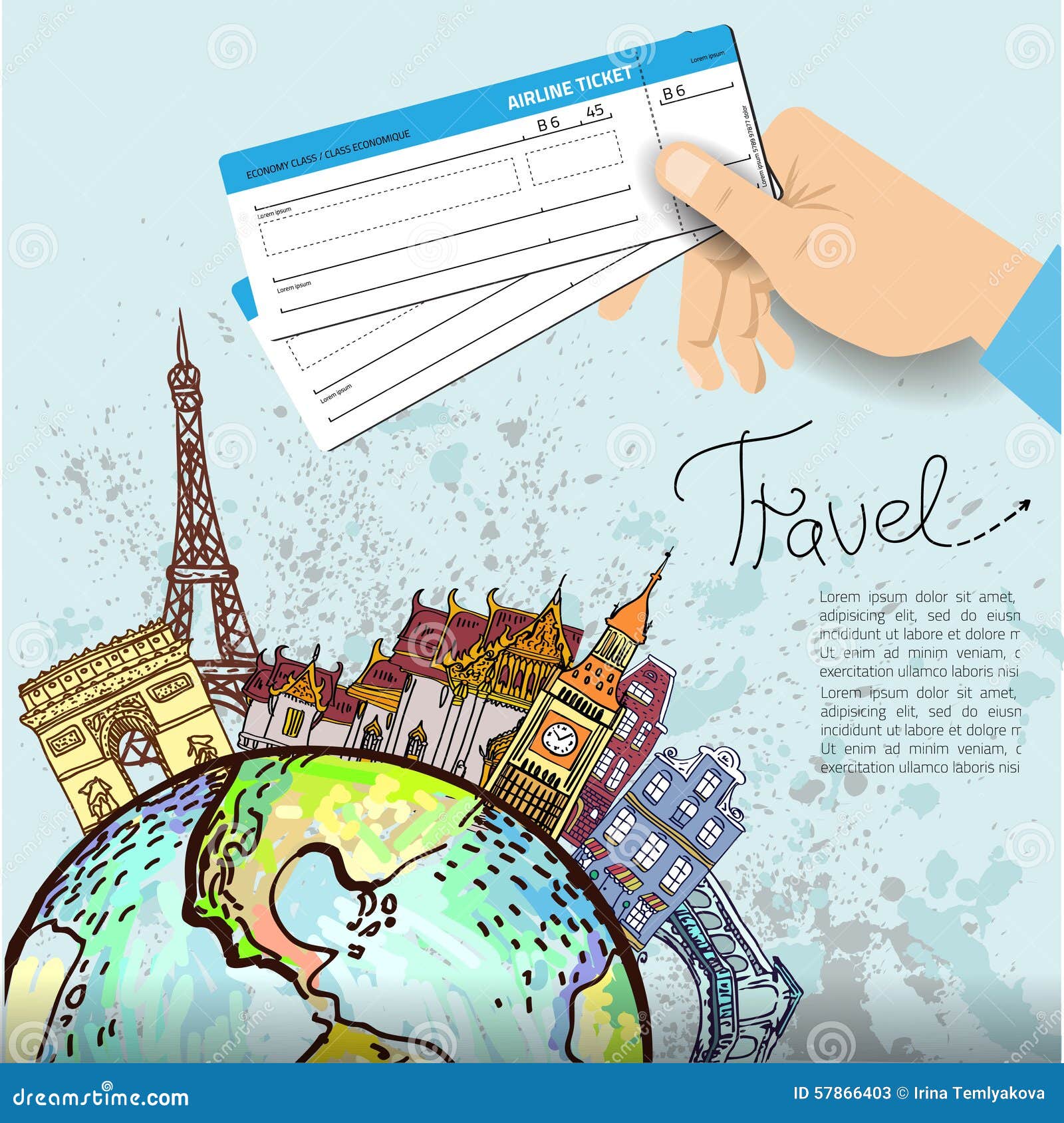 Airline Ticket. Travel Background Stock Vector - Illustration of blank ...