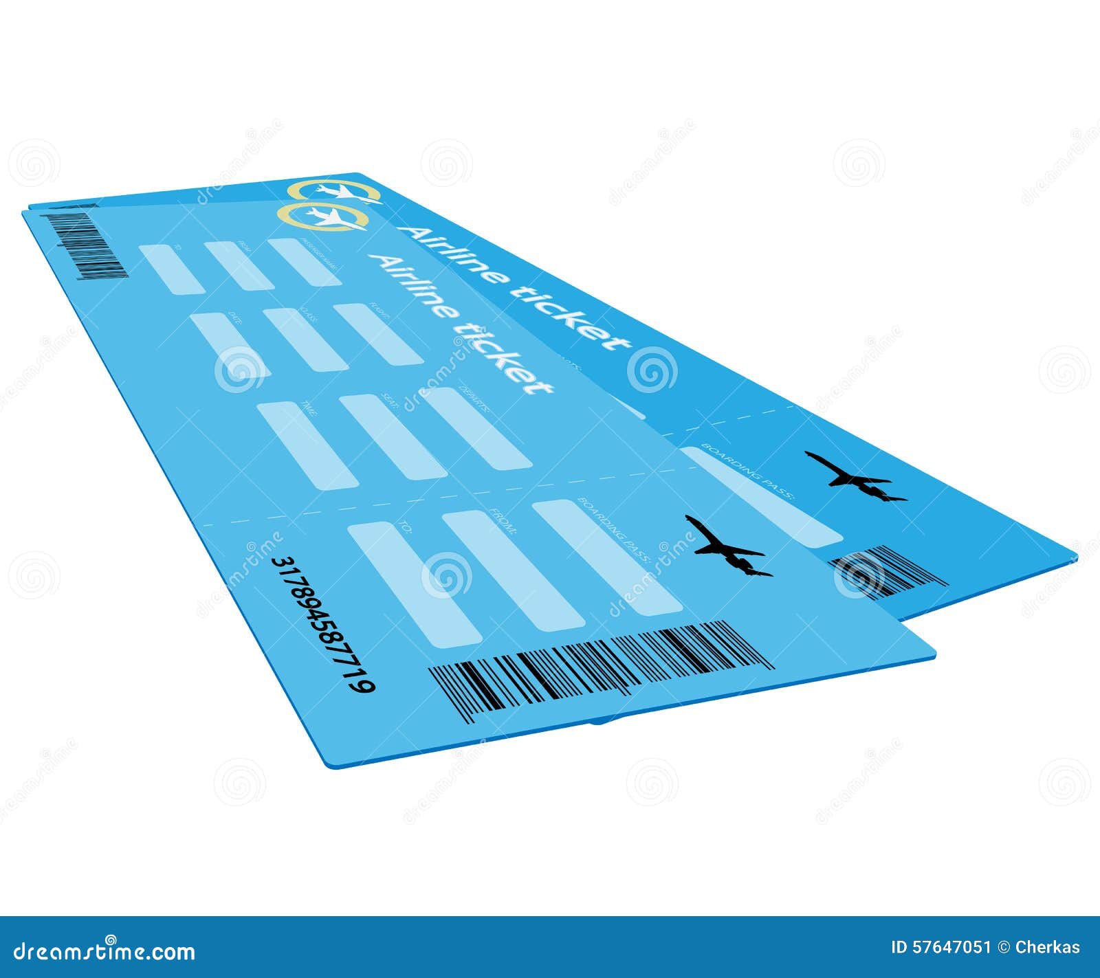 Airline Ticket stock vector. Illustration of plane, aeroplane - 57647051