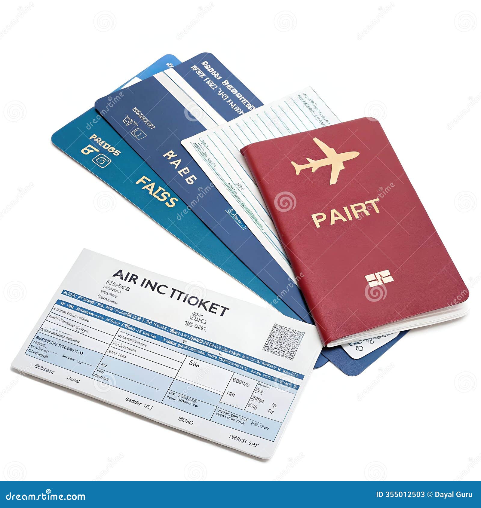 Airline Tickets and Documents Isolated on White Background Stock Image ...