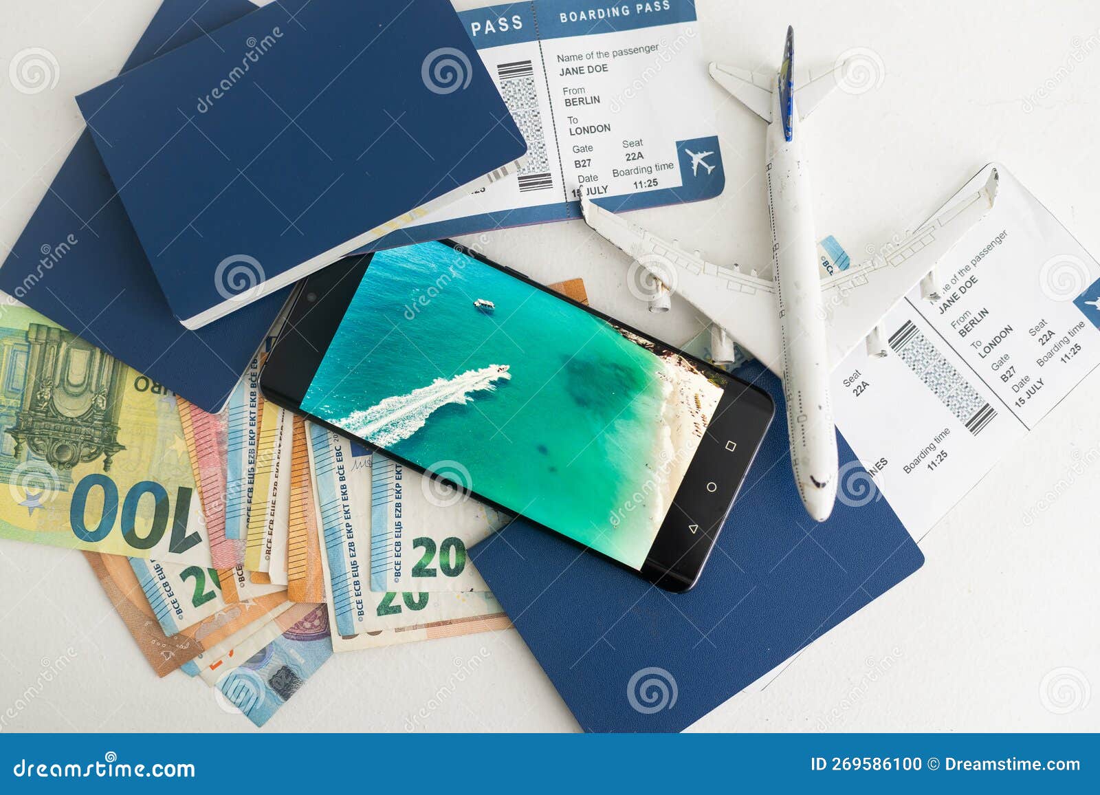 Airline Tickets and Documents on White Background Stock Photo - Image ...