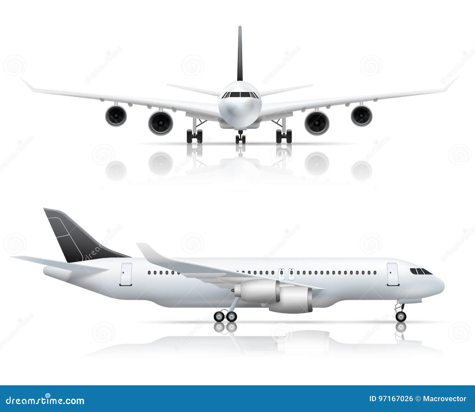 Airliner Front Side Realistic View Stock Vector - Illustration of ...