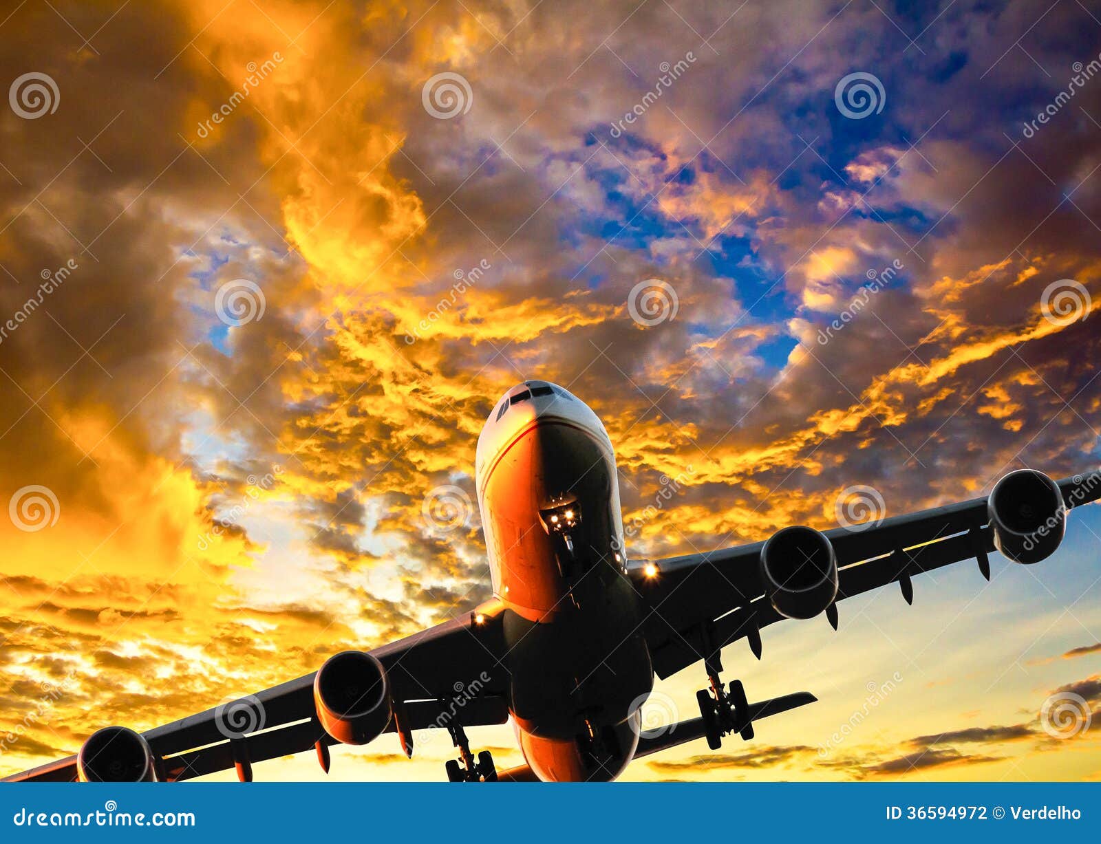 Airliner Landing Under Dramatic Skies. Stock Photo - Image of aeroplane ...