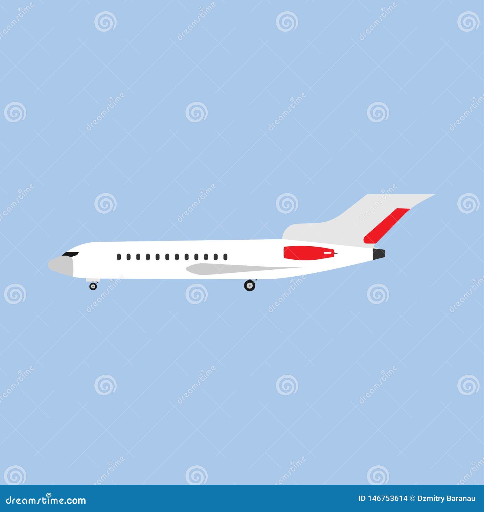 Airliner Passenger Transportation Technology Engine Side View Flat Icon ...