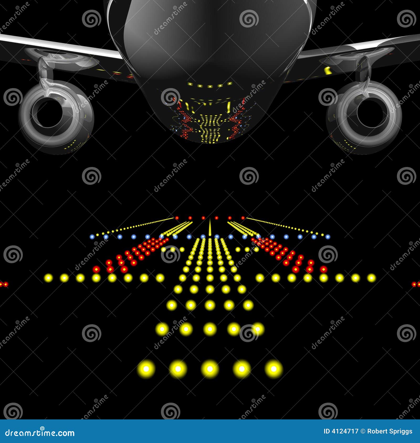 Airliner and Runway Lights stock illustration. Illustration of ...