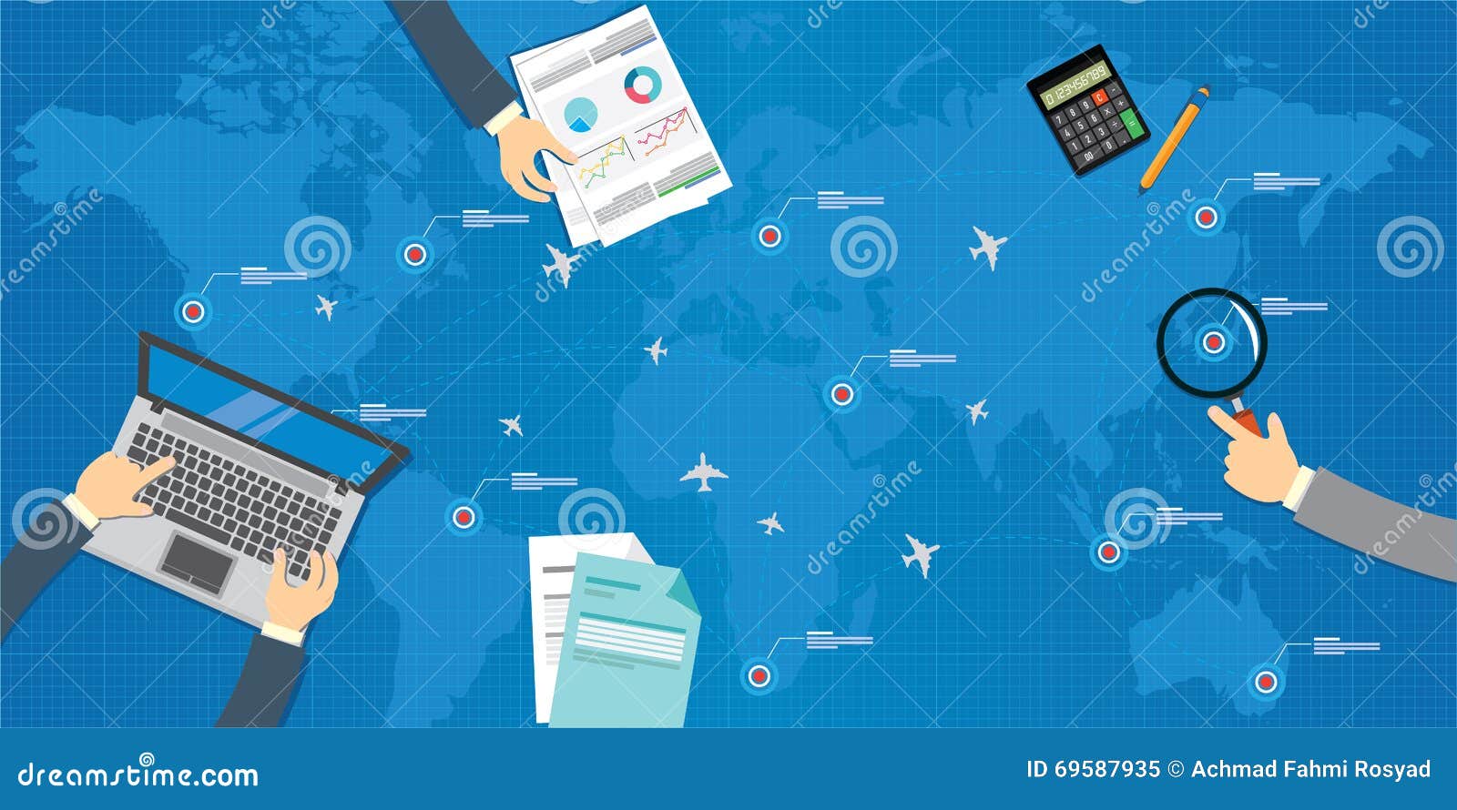 Airlines Plane Management Design Stock Illustration - Illustration of ...