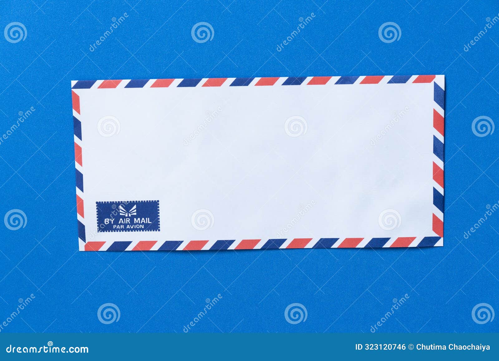 Airmail Envelope on Blue Background Stock Photo - Image of ...