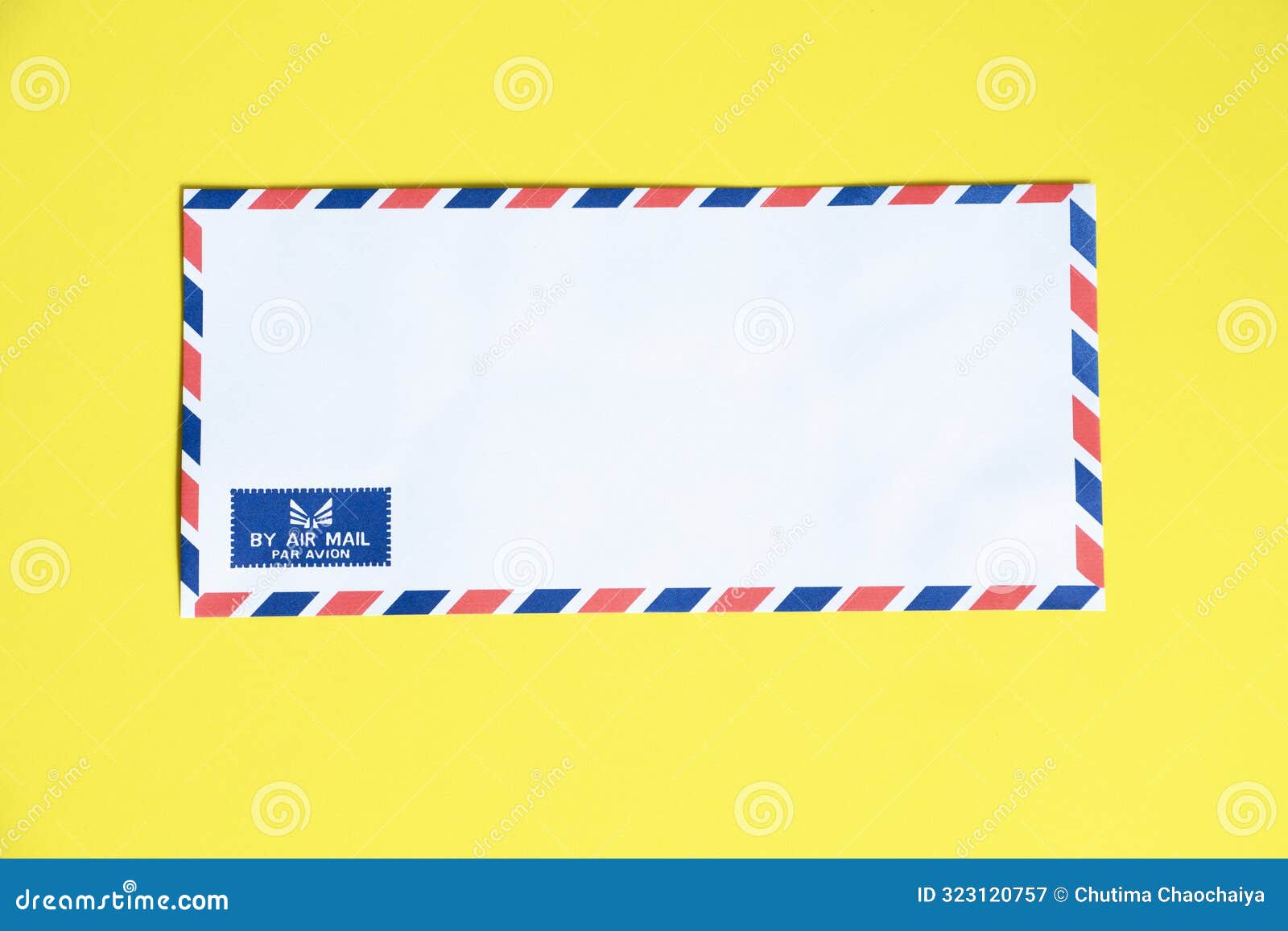 Airmail Envelope on Yellow Background Stock Image - Image of envelope ...