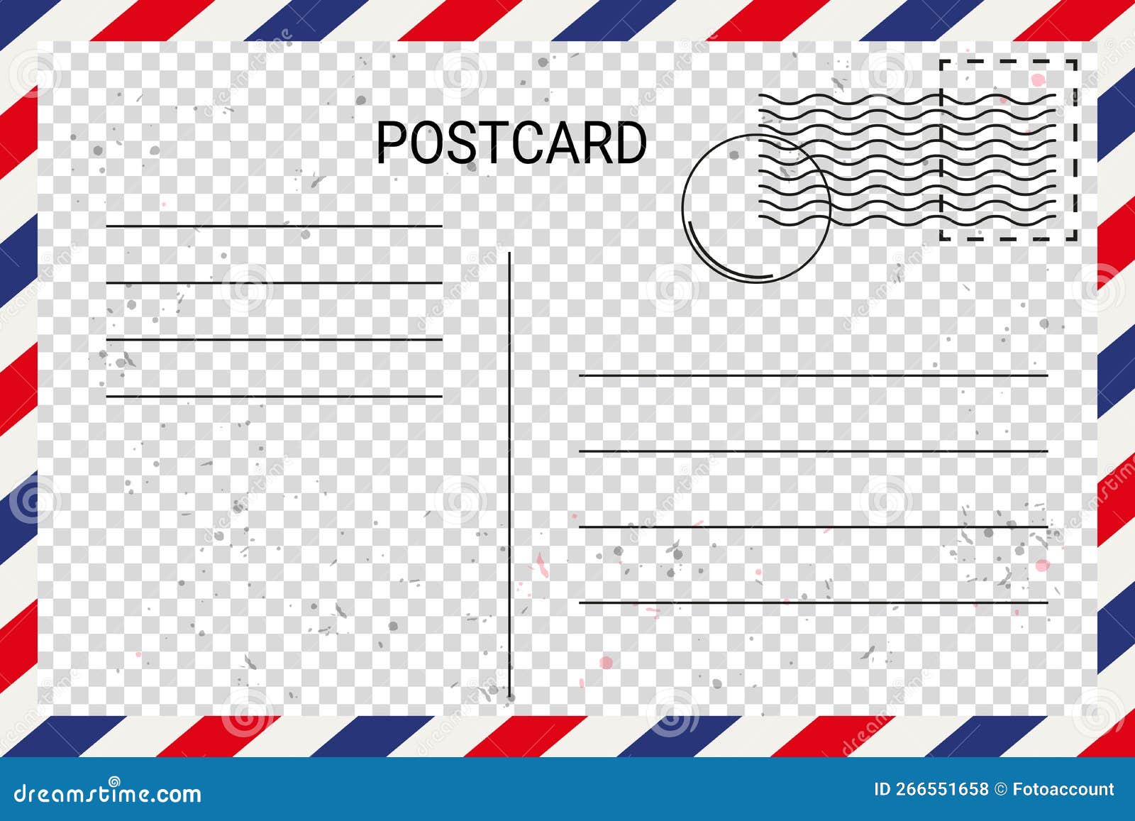 Airmail Postcard Template - Old Vintage Vector Illustration Isolated on ...