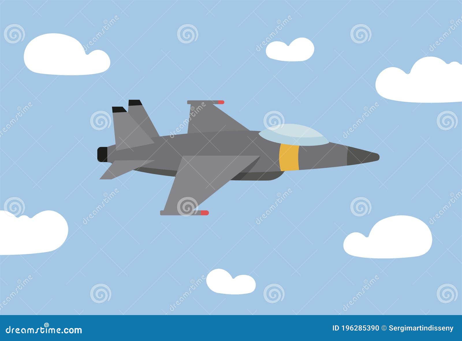 F18 Fighter Jet in the Sky in Cartoon Style. Stock Vector ...
