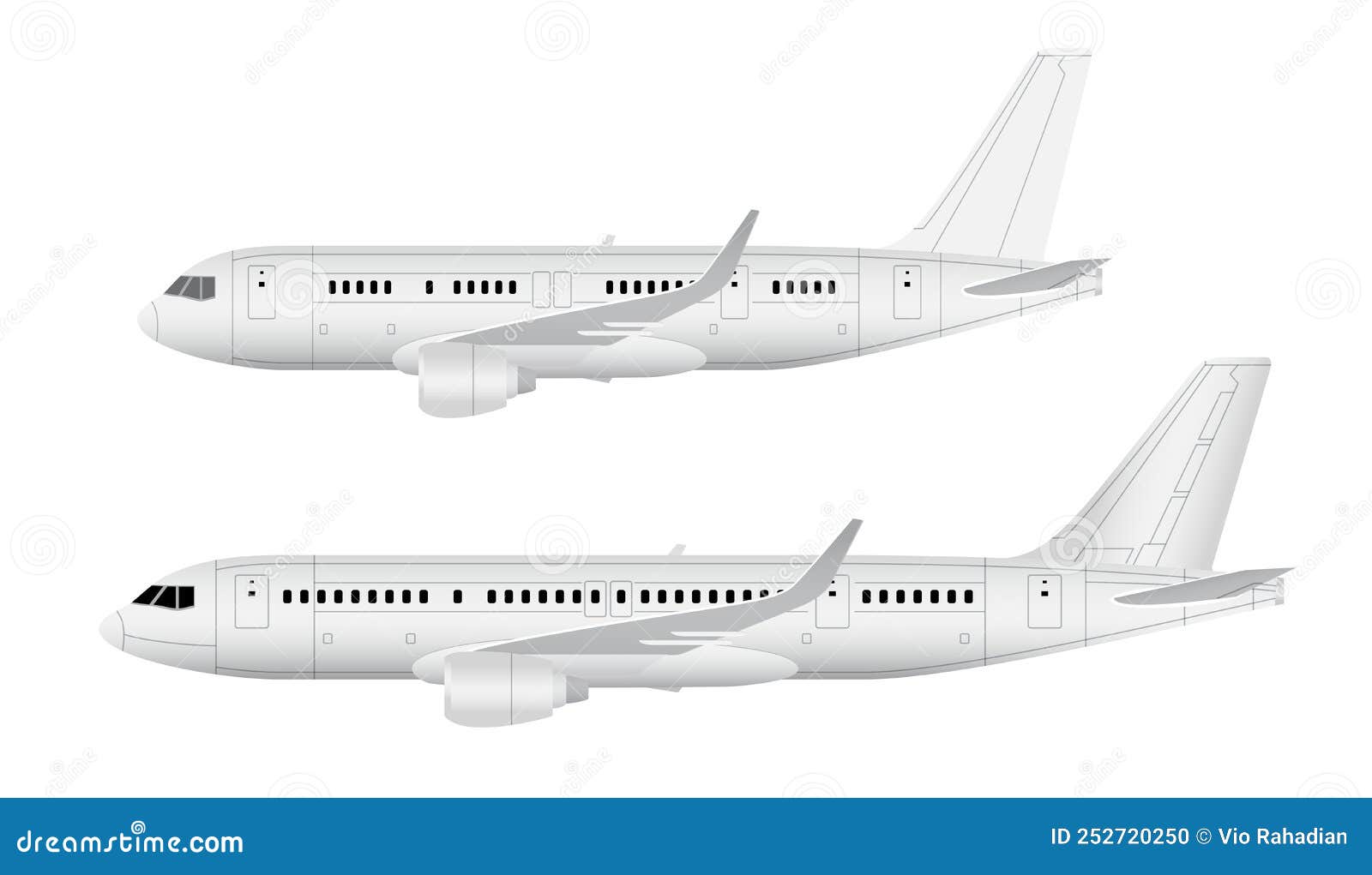 White Airplane. Flying Airplane, Jet Aircraft, Airliner. Top, Front ...