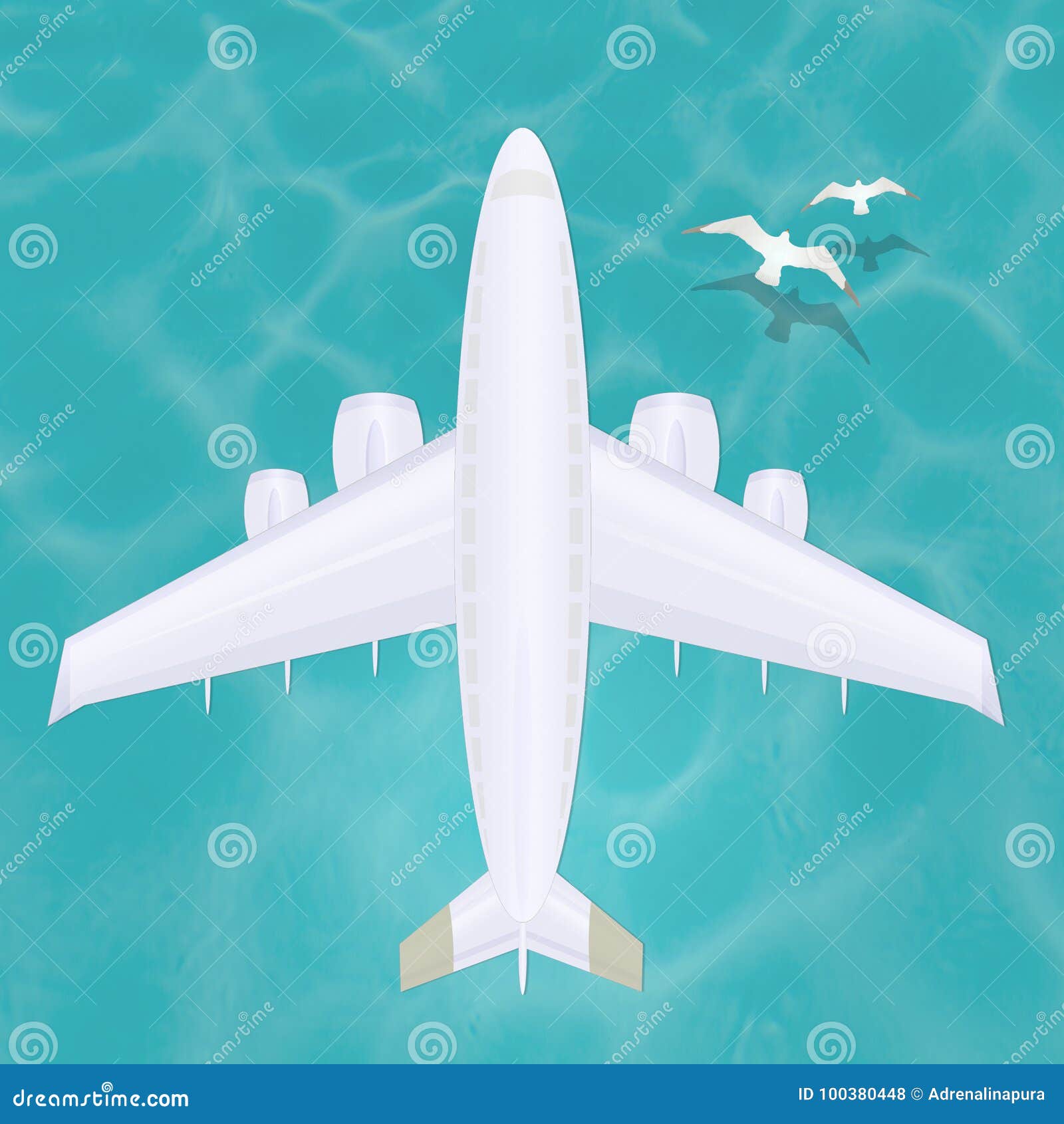 Airplane from above stock illustration. Illustration of travel - 100380448