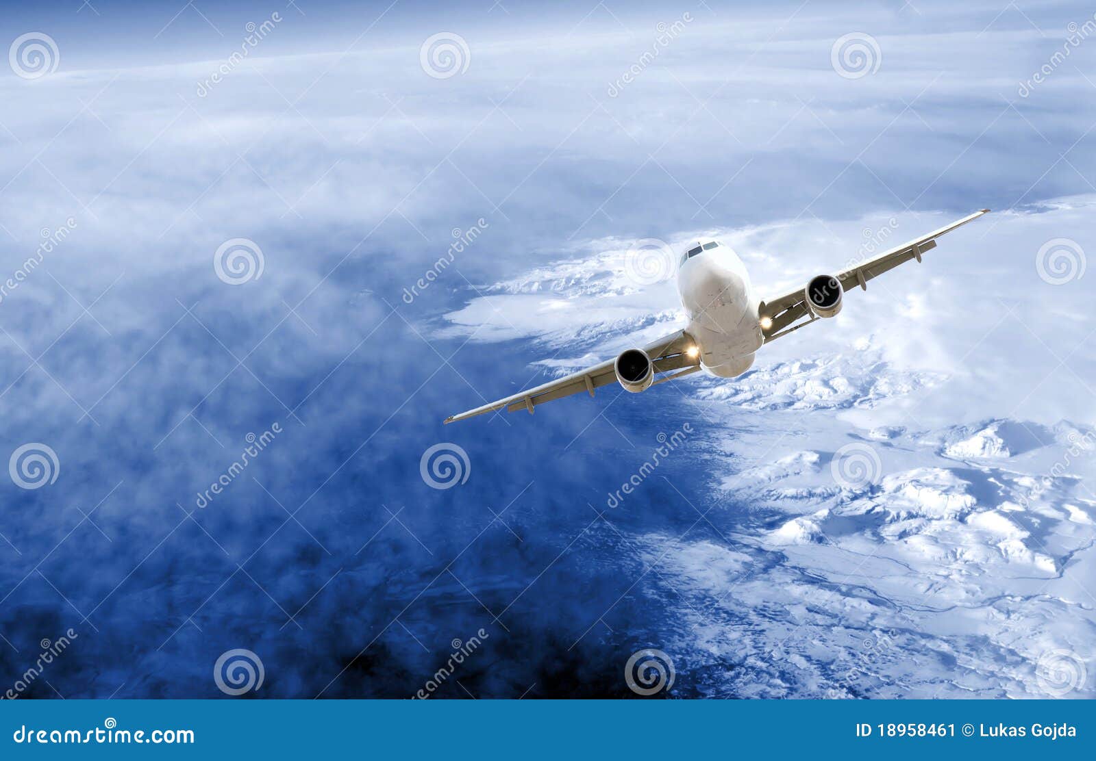 Airplane above sky stock image. Image of business, cloud - 18958461