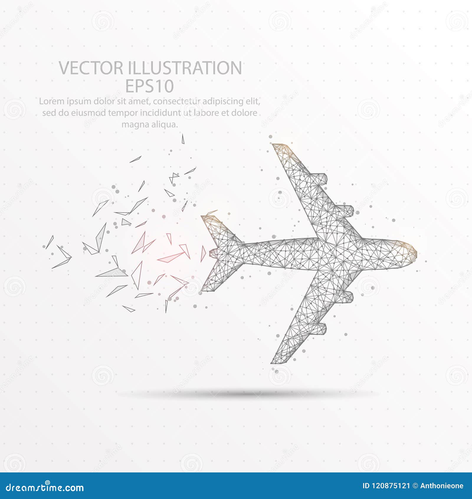 Airplane Low Poly Wire Frame on White Background. Stock Vector ...