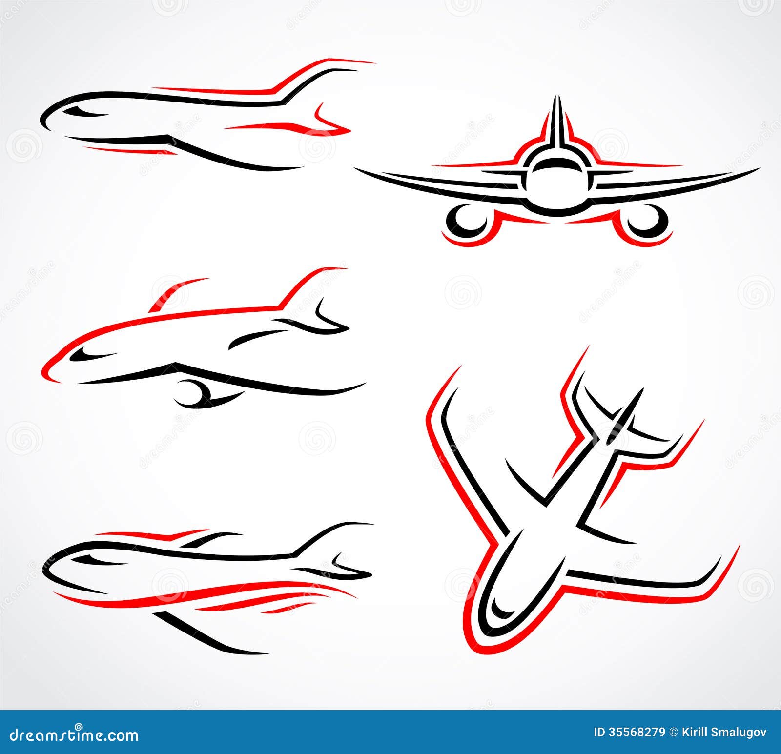 Airplane Abstract Set. Vector Royalty Free Stock Images - Image: 35568279