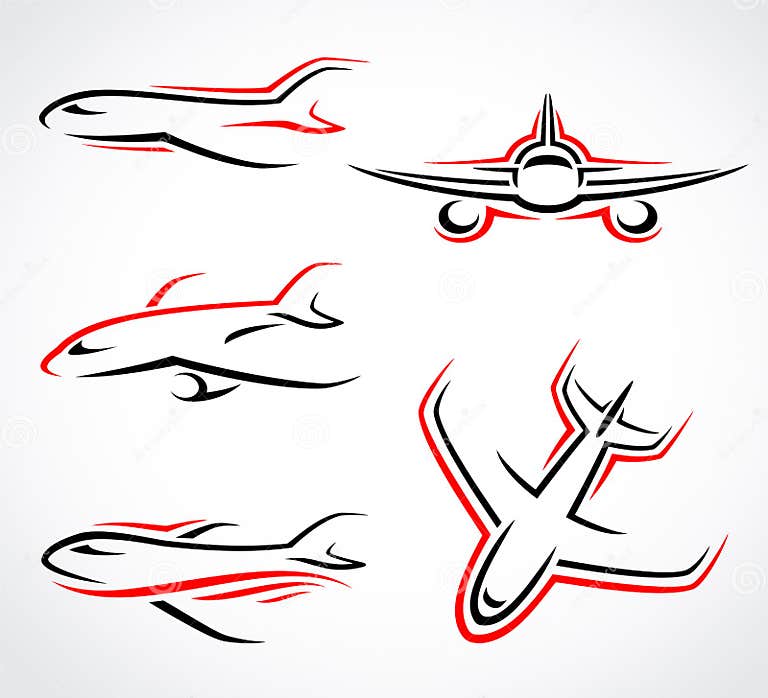 Airplane Abstract Set. Vector Stock Vector - Illustration of flight ...