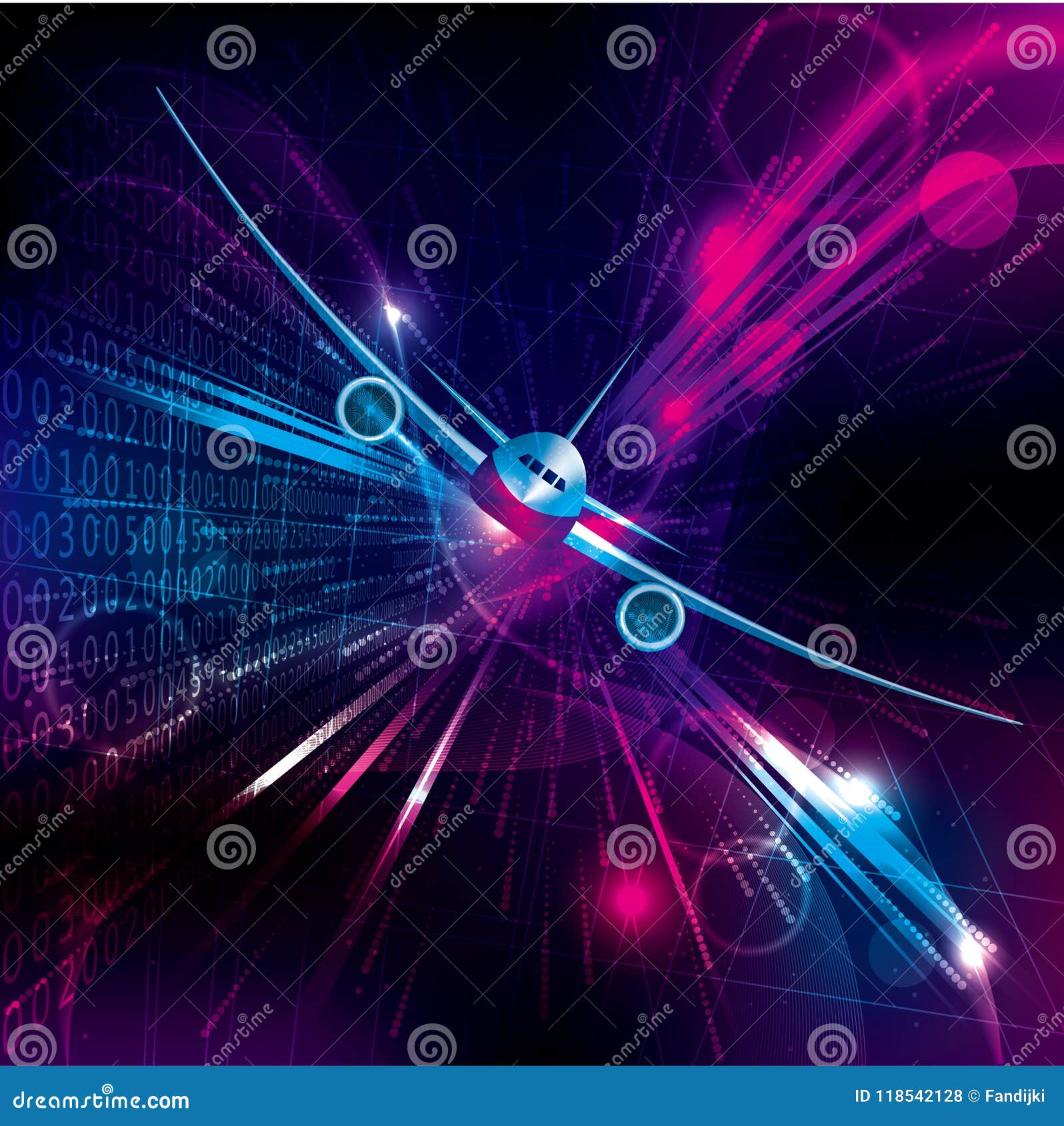 Airplane on an Abstract Technology Background Stock Vector ...