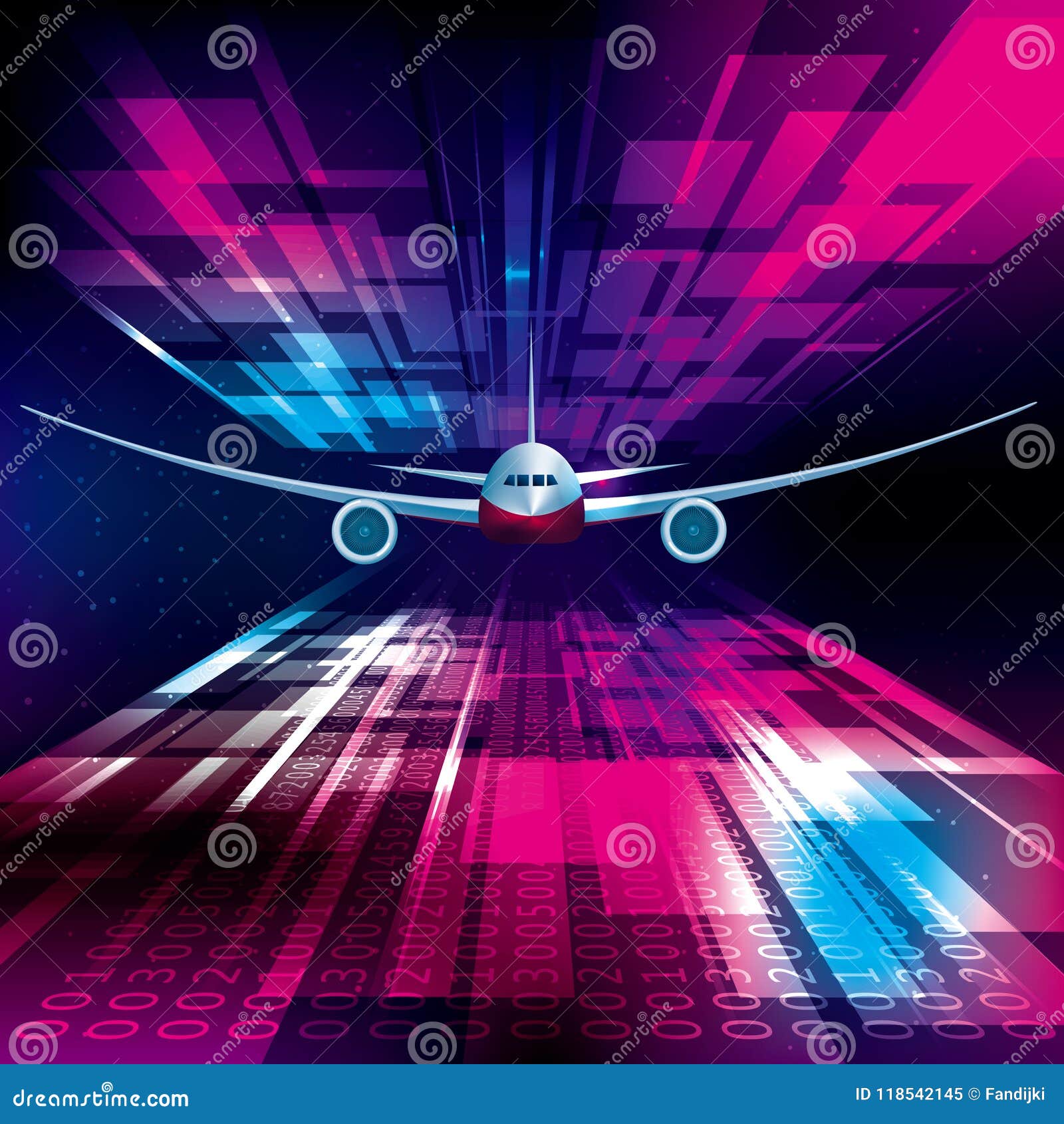 Airplane on an Abstract Technology Background. Stock Vector ...